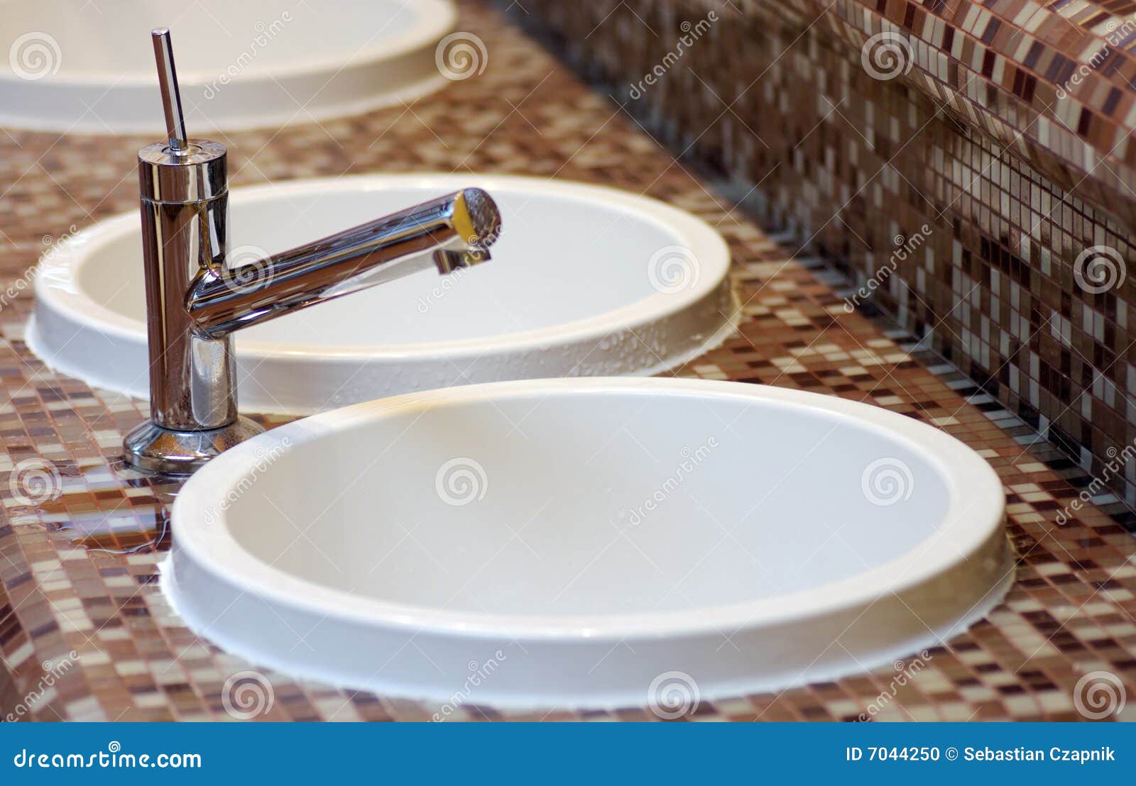 Round basins and tap stock photo. Image of chrome, close - 7044250