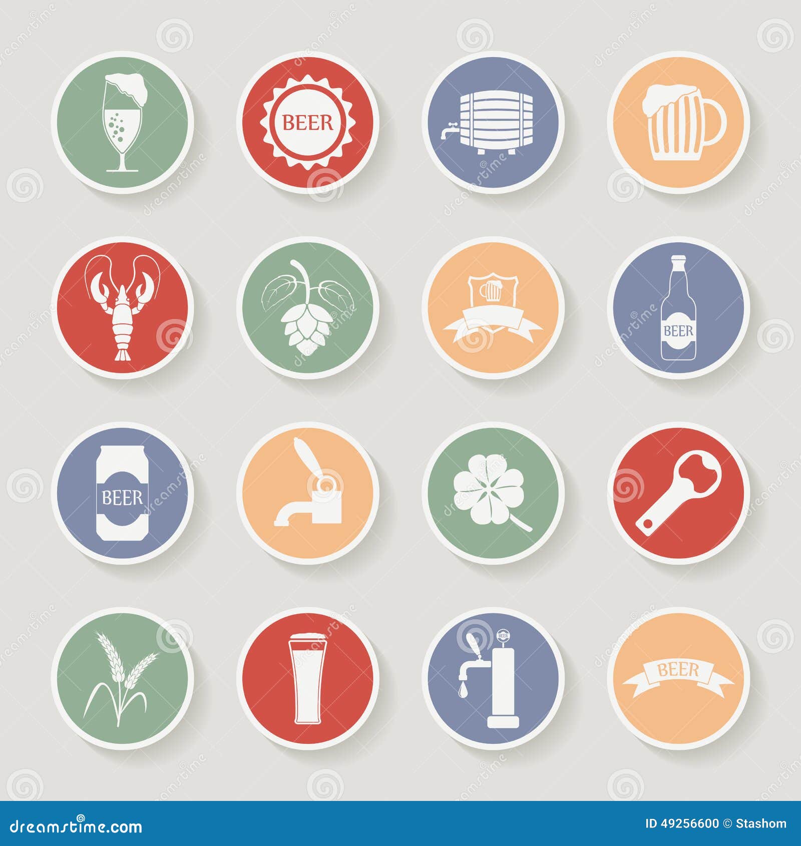 Round Beer Icons Set. Vector Illustration Stock Vector - Illustration ...
