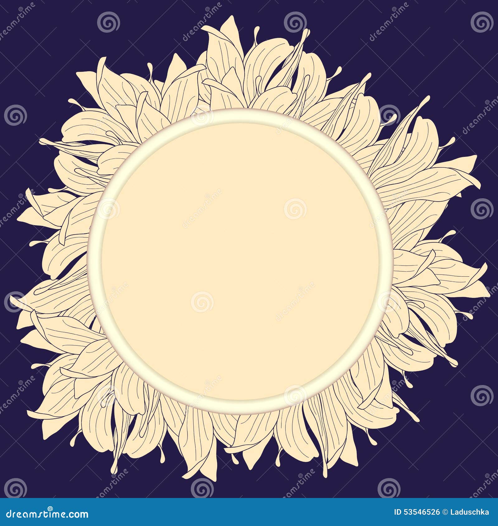 Round Beige Label with Magnolia Flowers Stock Vector - Illustration of ...