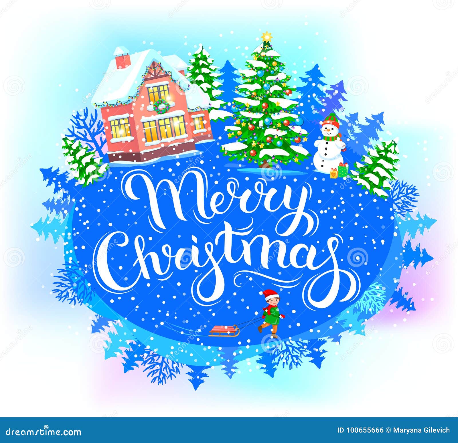 Round Banner Merry Christmas Stock Vector - Illustration of horizontal ...