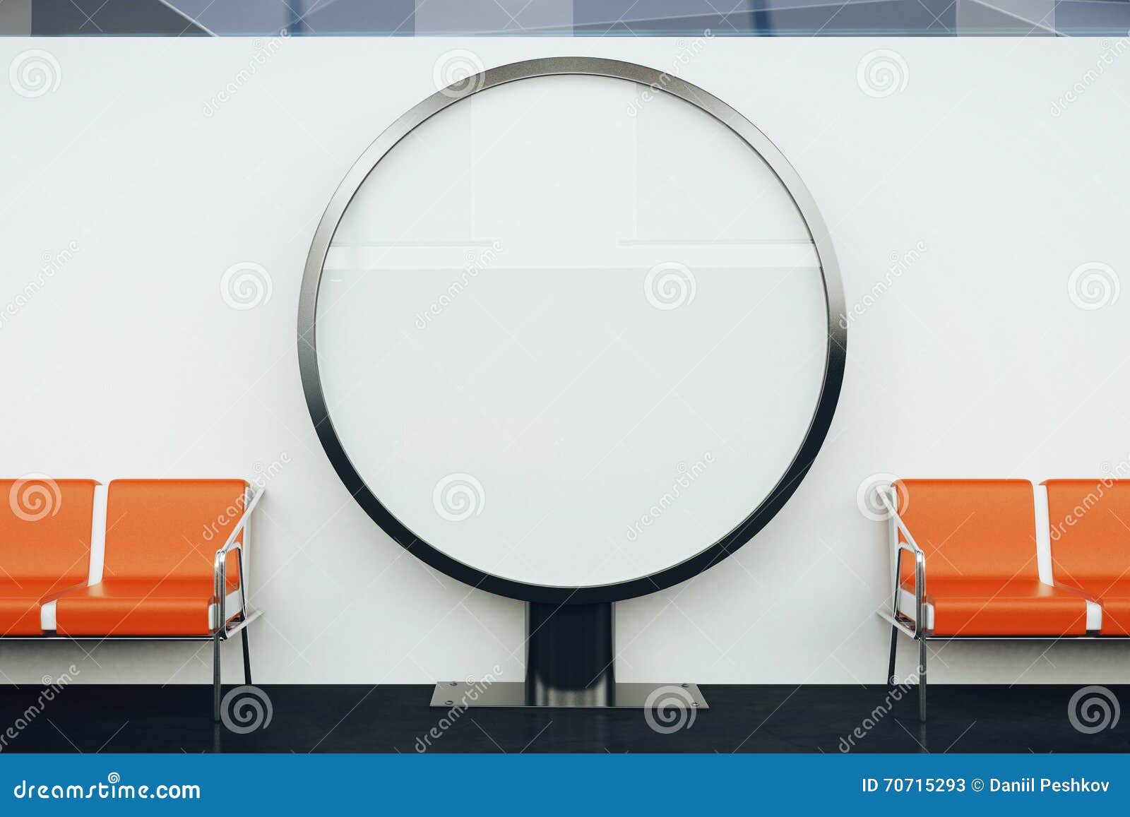 Round Billboard Against White Wall Stock Illustration - Illustration of ...