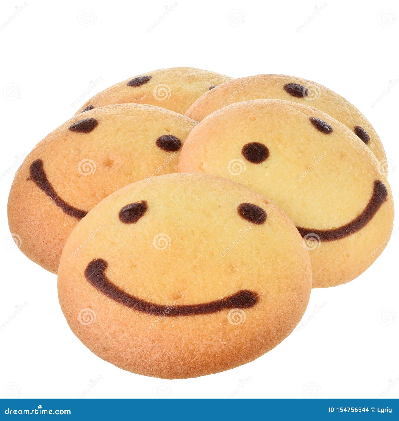 Round Biscuit with Smile Image Isolated Stock Photo - Image of cookie ...