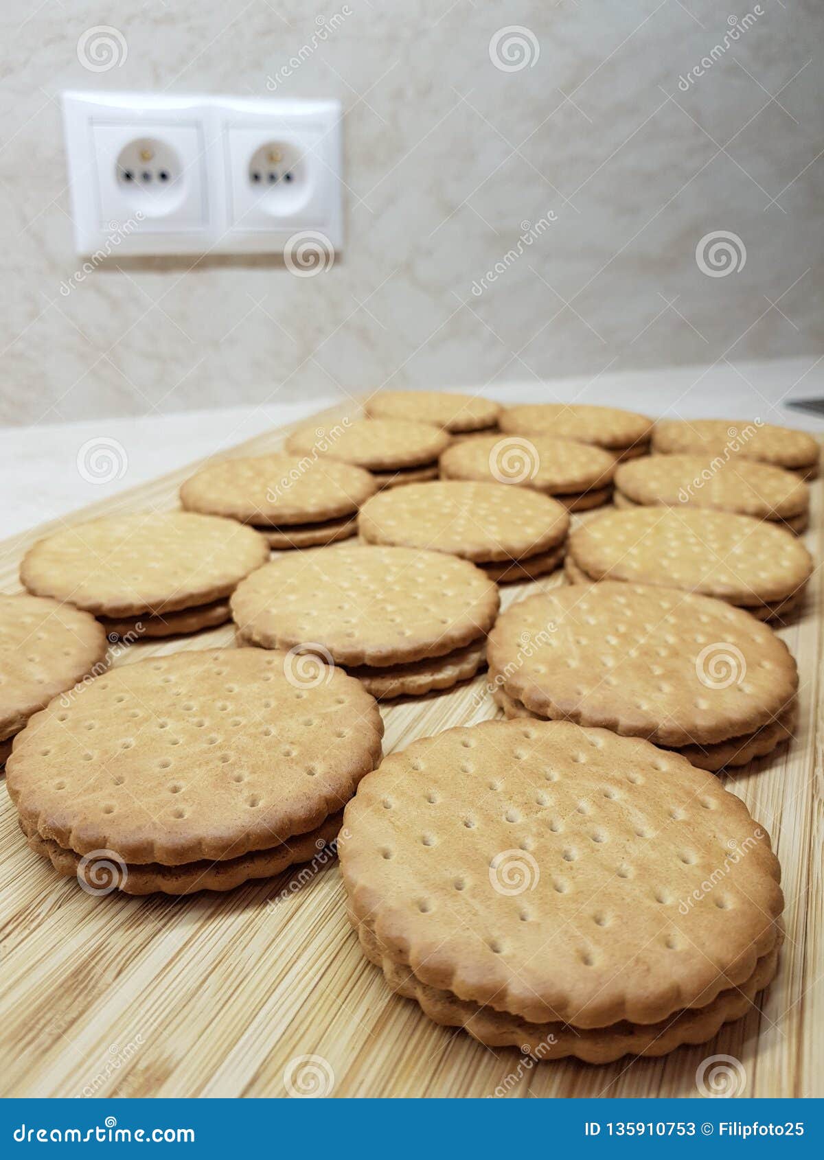 Two biscuits cocoa stock image. Image of biscuits, side - 135910753