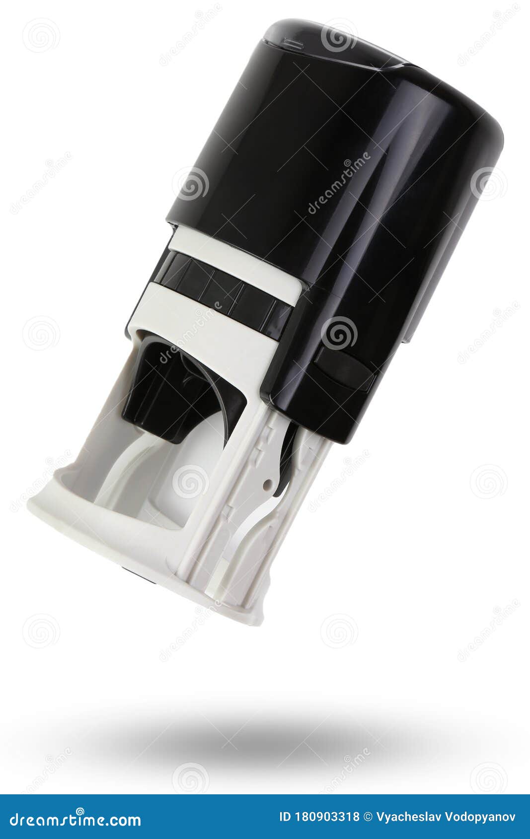 Round Black Automatic Office Seal On White Background. Old Office Stamp ...