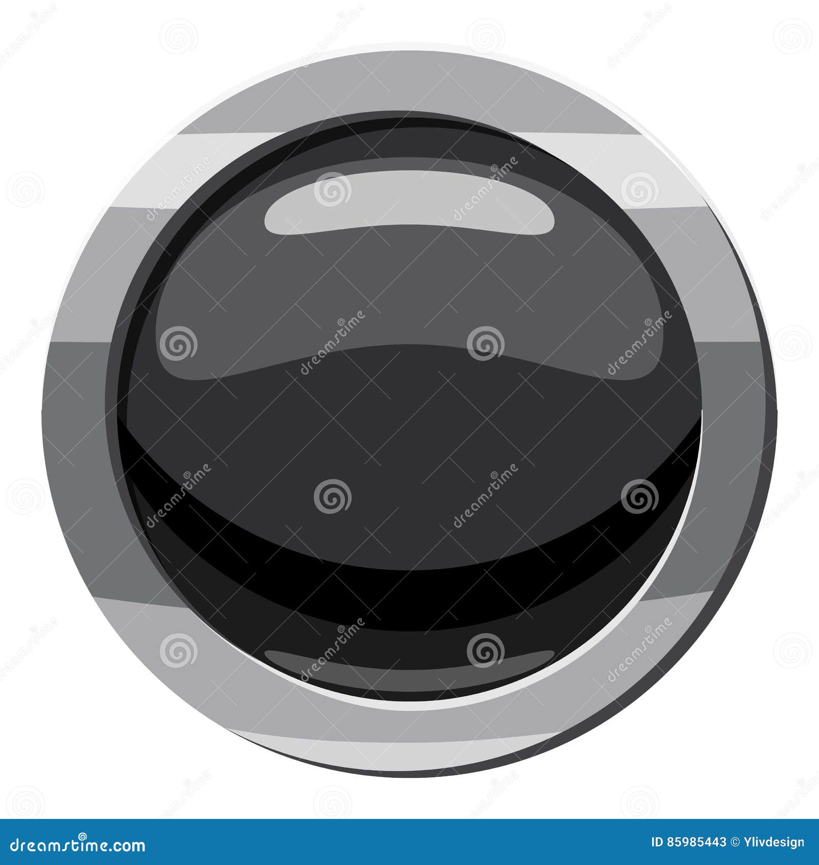 Round Black Button Icon, Cartoon Style Stock Vector - Illustration of ...