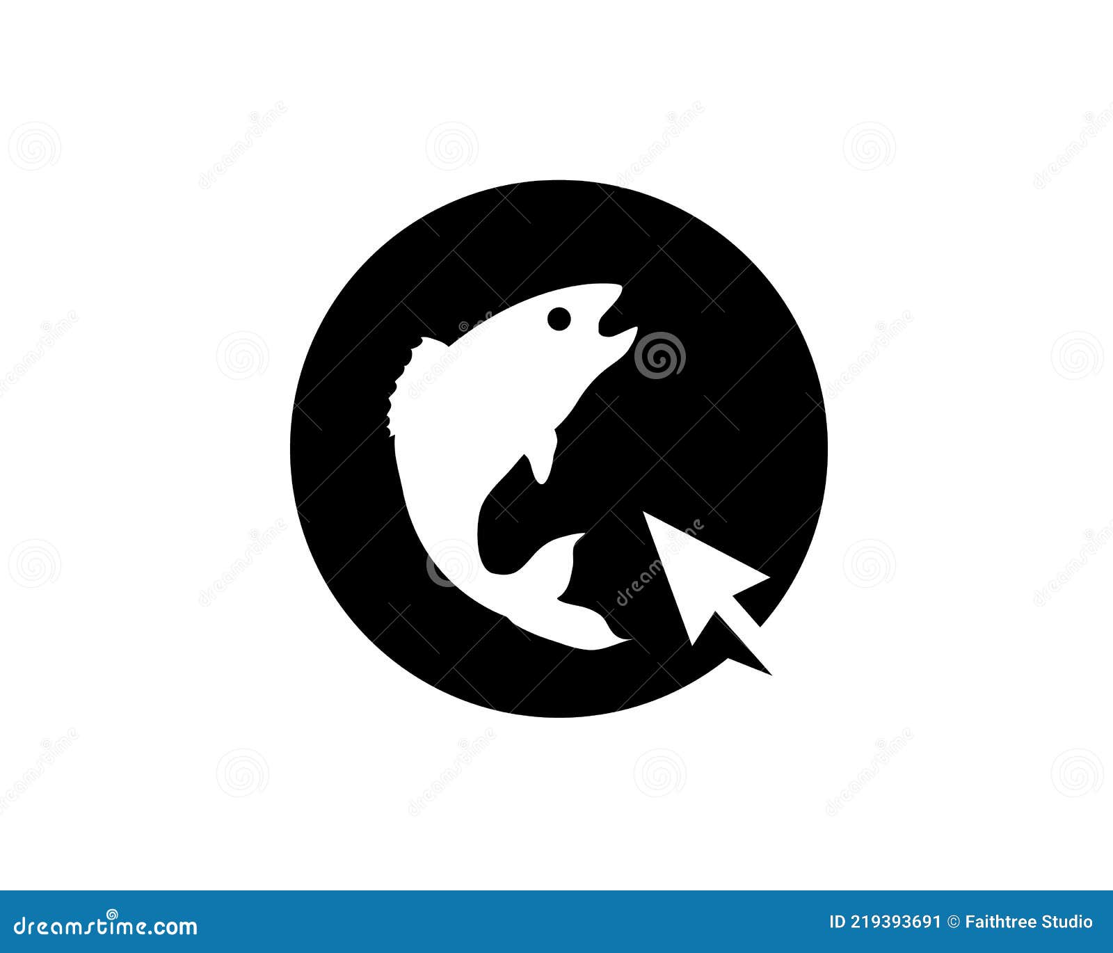 Round Black Logo with Fish and Pointer for Online Stock Vector ...