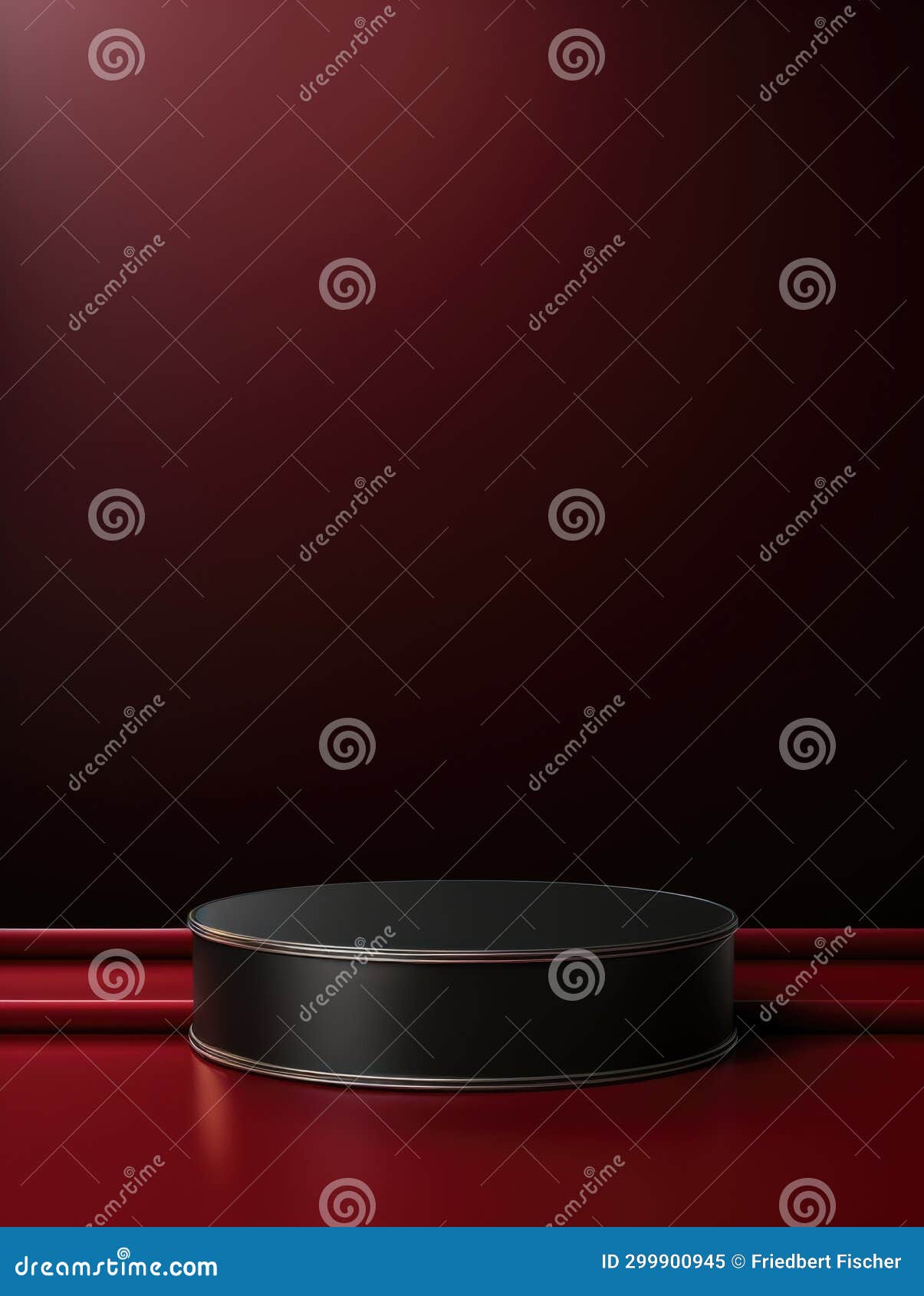 A Round Black Plate on a Red Surface Stock Illustration - Illustration ...
