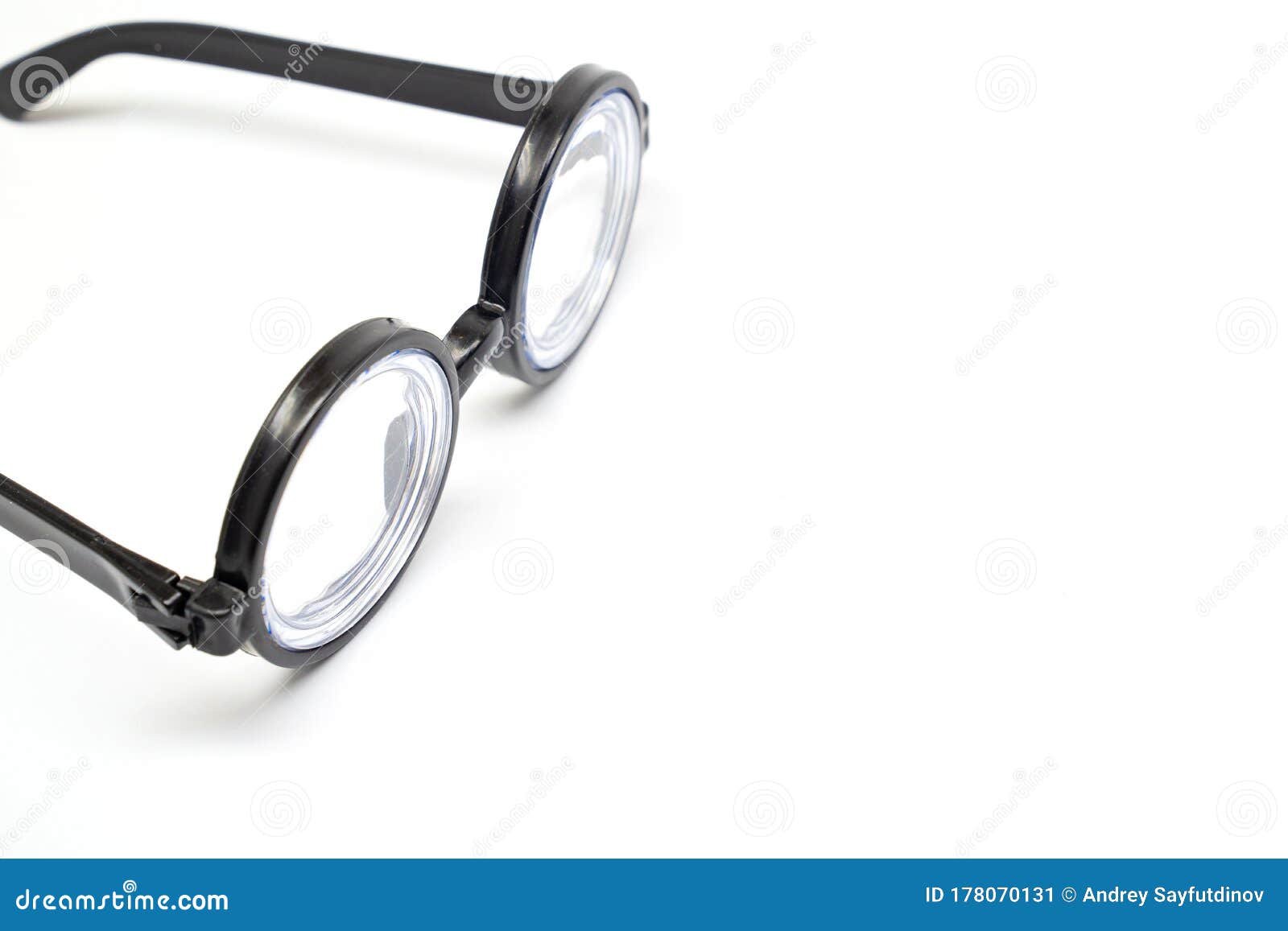 Round Black Rimmed Glasses with Thick Lenses. Stock Image - Image of ...