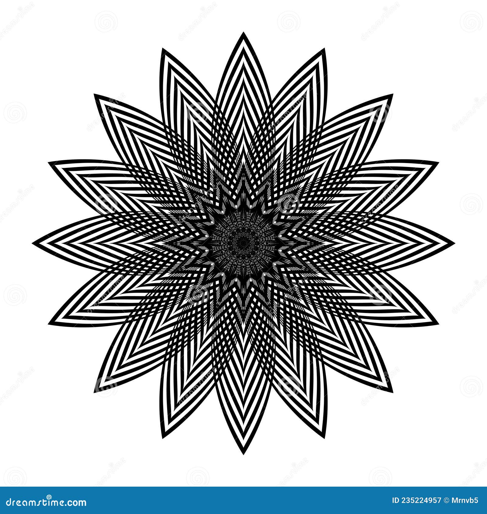 Round Black Rosette in the Shape of a Flower. Geometric Pattern with ...