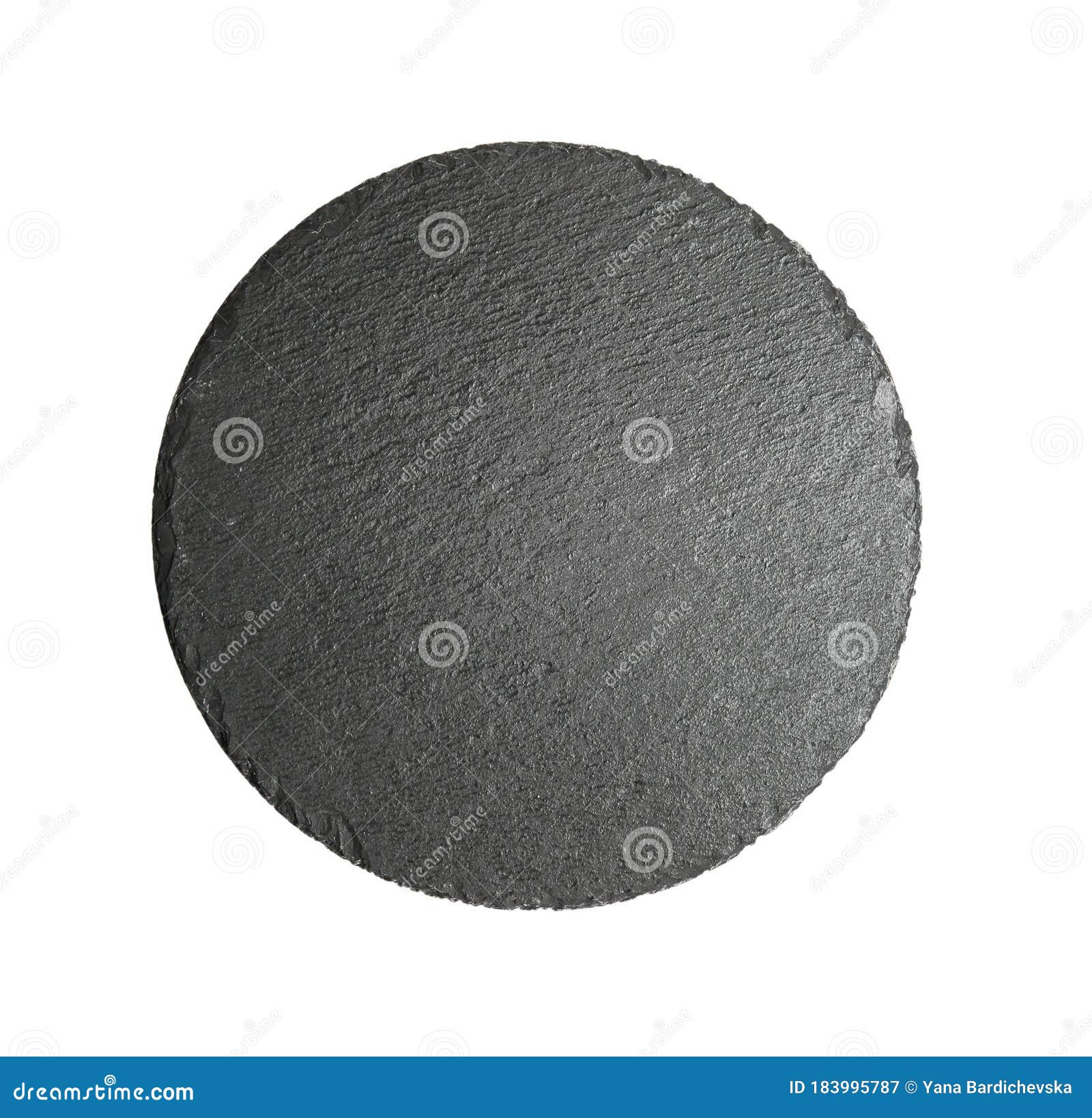 Round Black Slate Dish Plate Isolated on White Top View Stock Image ...