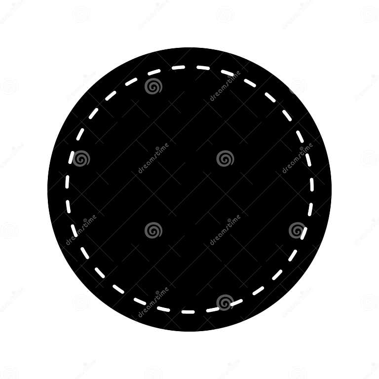 Round Black Tag, Patch, Price Label, Promo Code Badge with Dashed ...