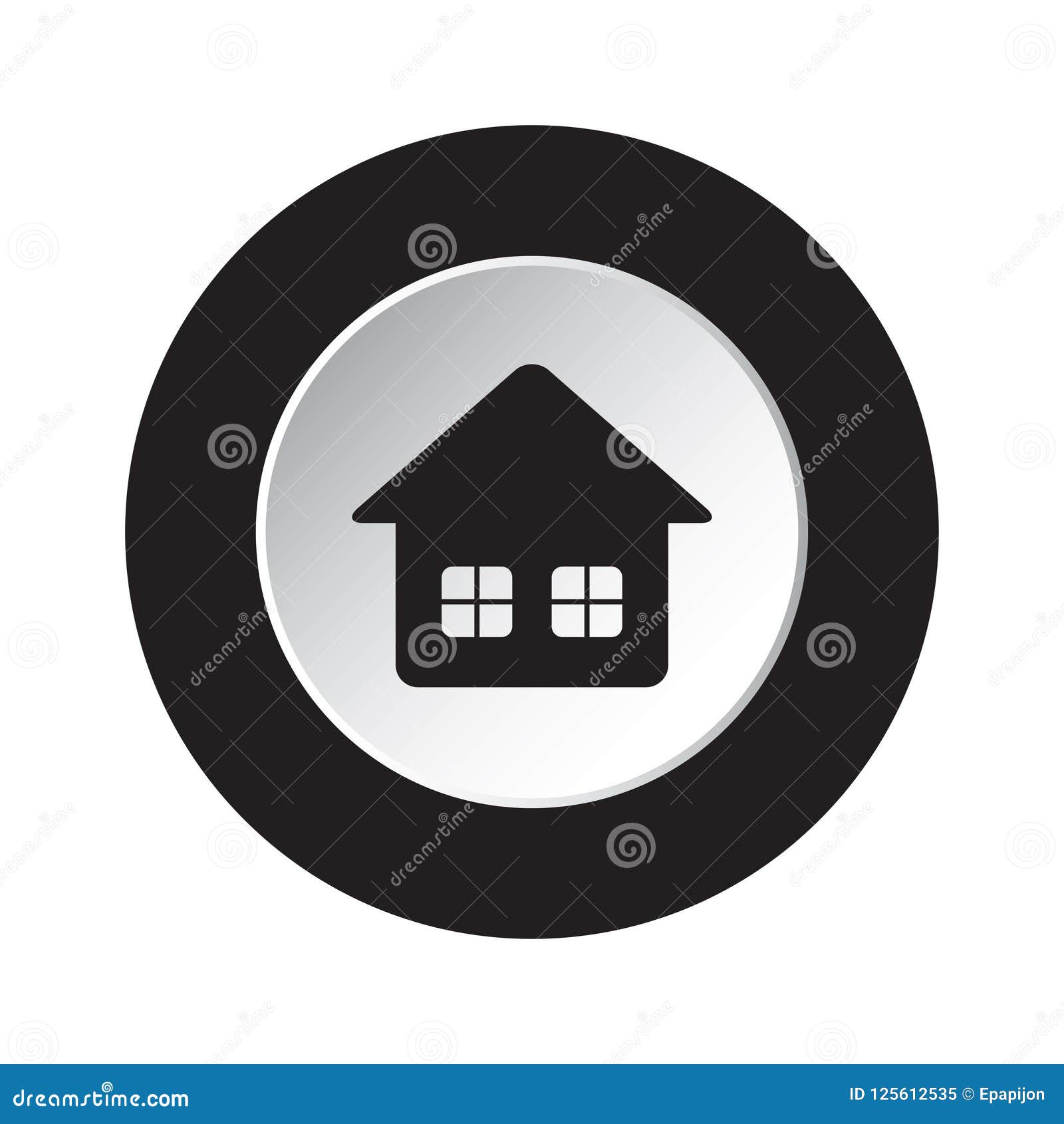 Round Black and White Button Icon - Home Stock Vector - Illustration of ...