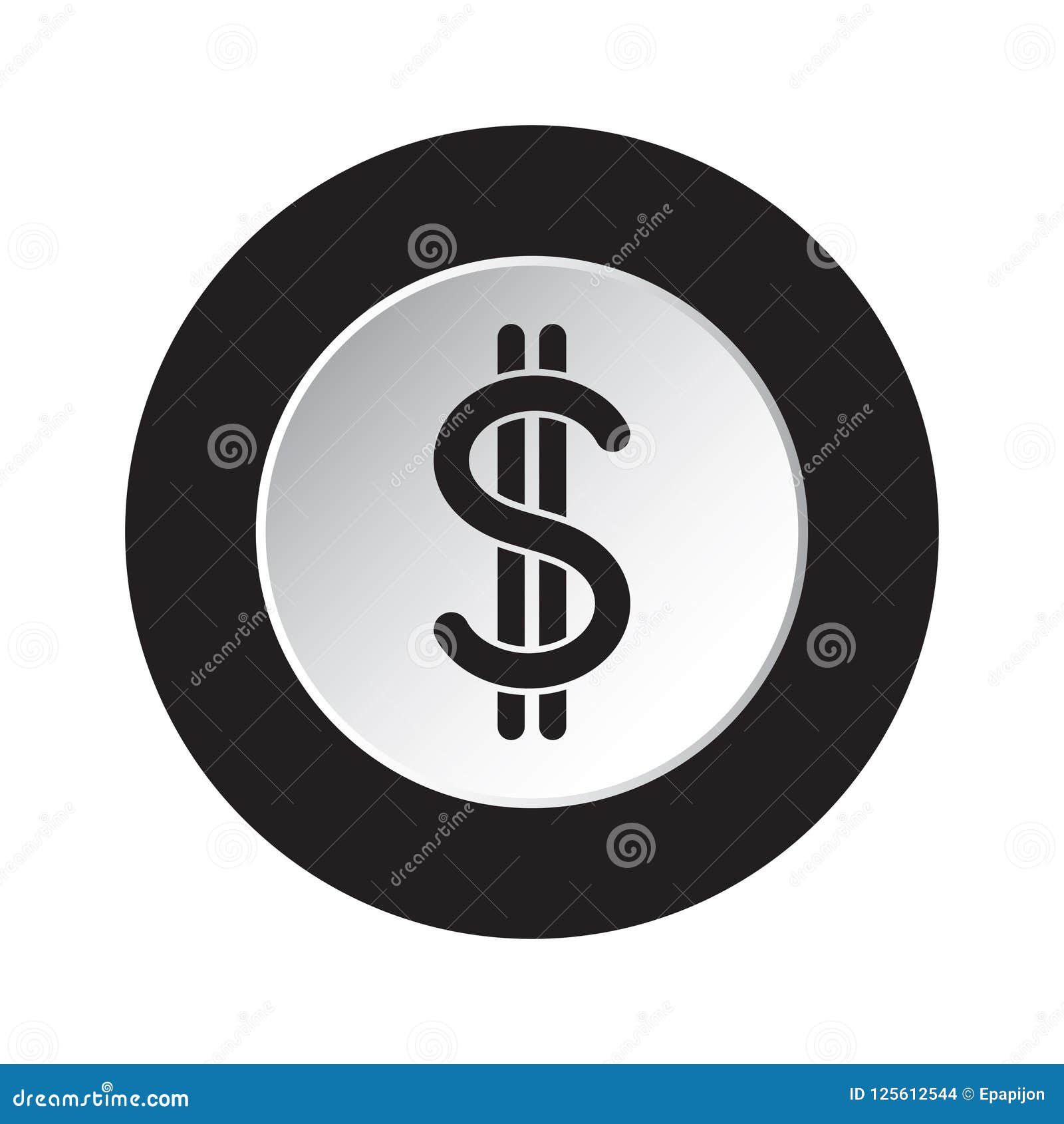 Round Black, White Icon - Dollar Currency Symbol Stock Vector ...