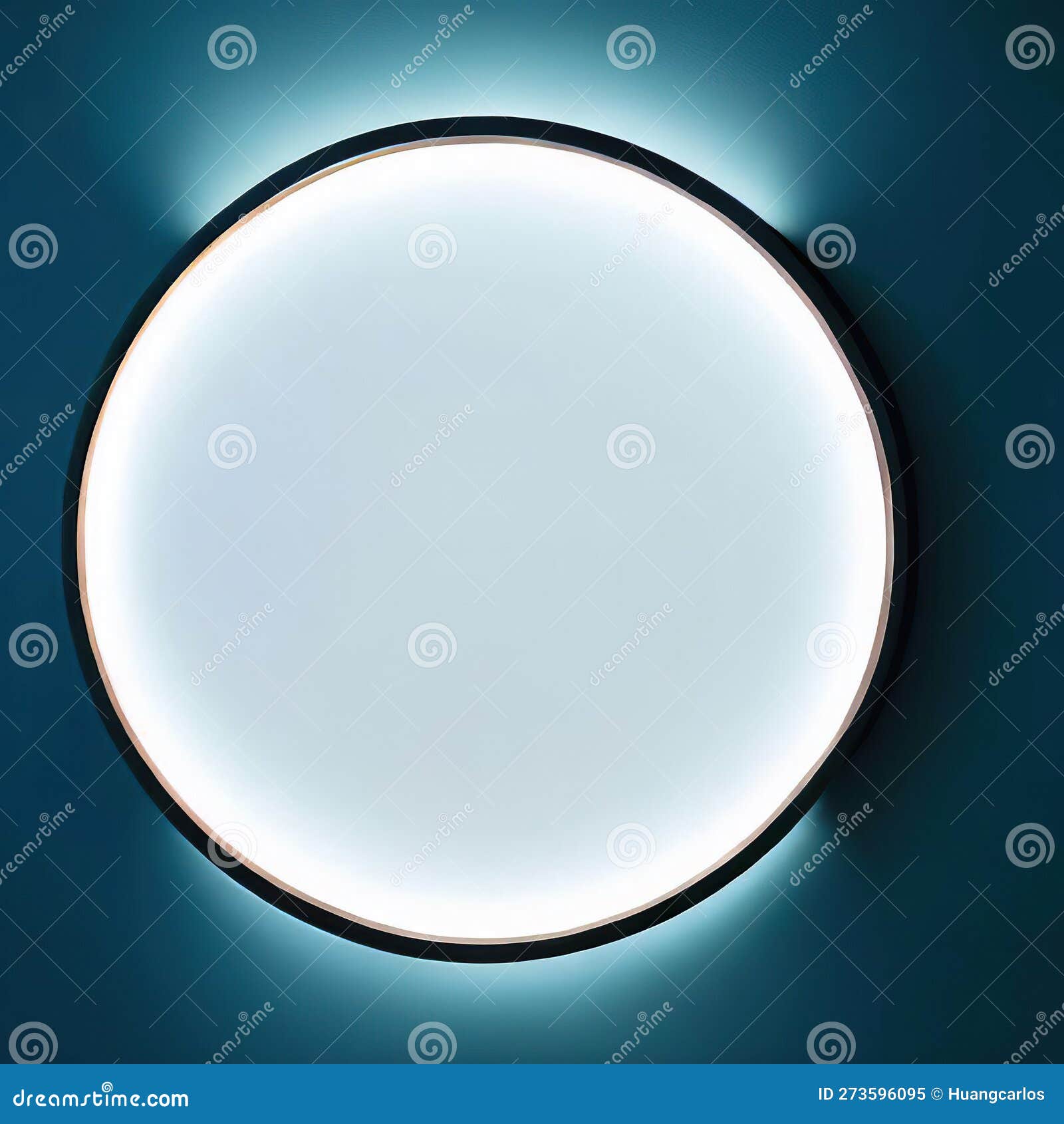 A Round Blank Light Box on the Blue Wall with Generative AI Stock ...