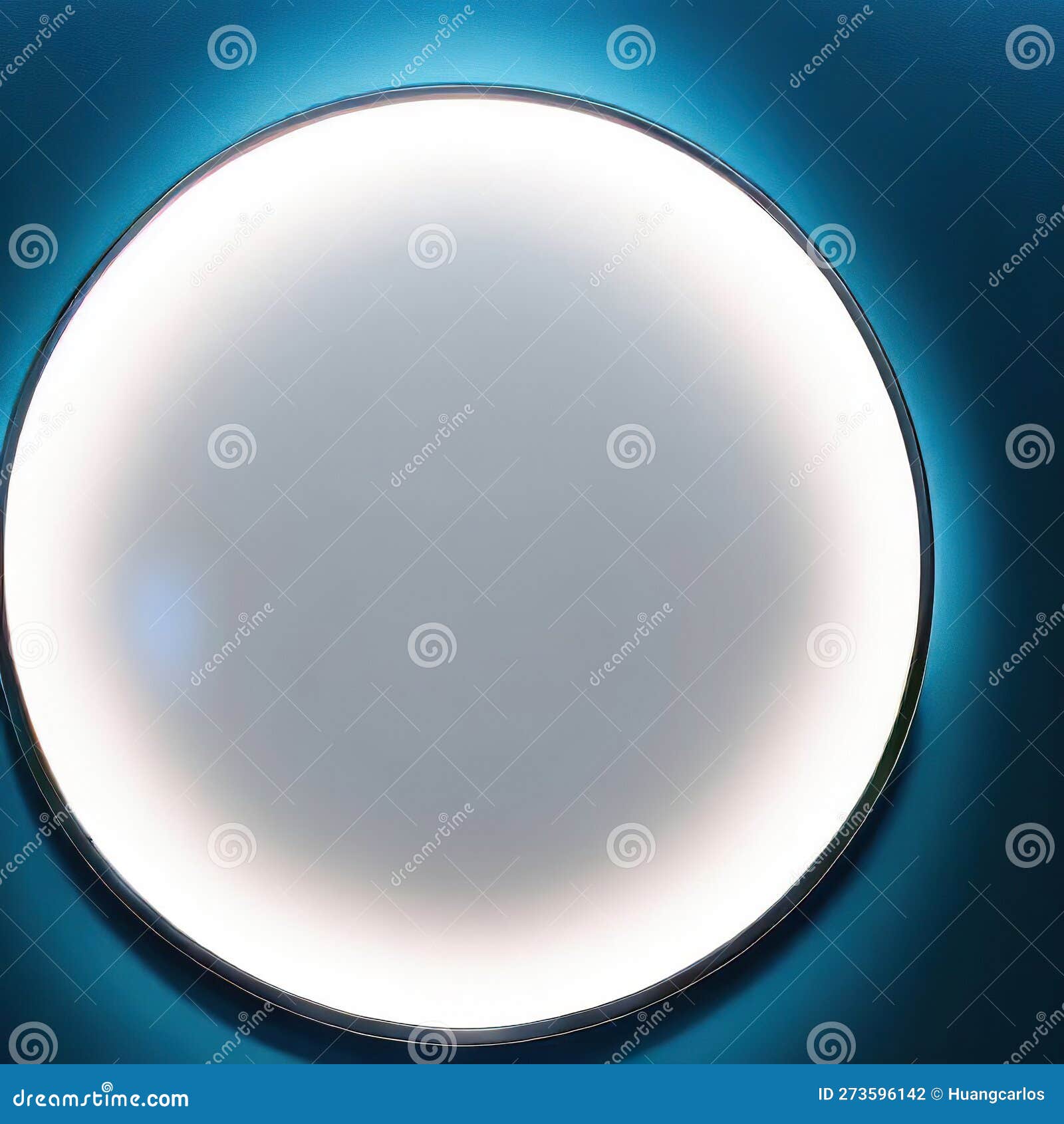 A Round Blank Light Box on the Blue Wall with Generative AI Stock ...