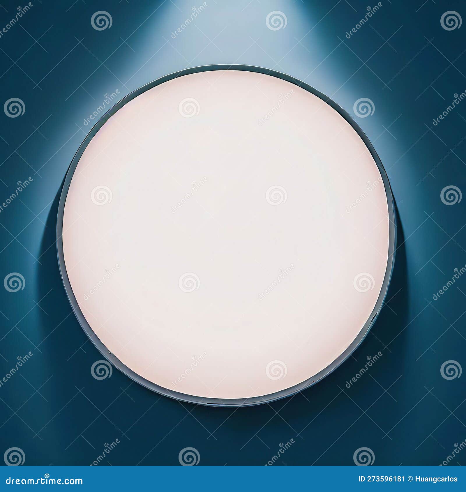 A Round Blank Light Box on the Blue Wall with Generative AI Stock ...