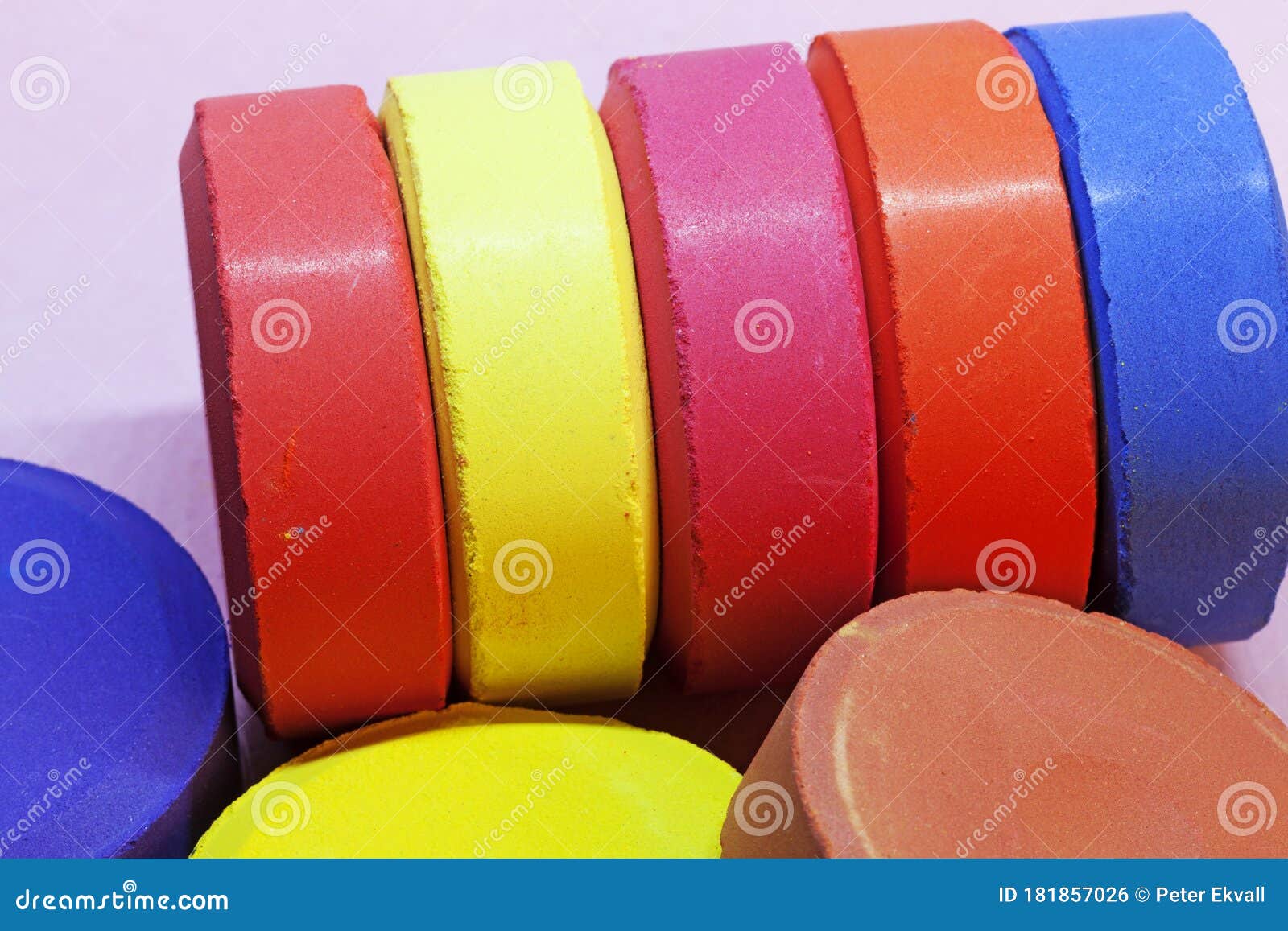 Round Blocks with Water-soluble Paint for Children Stock Photo - Image ...