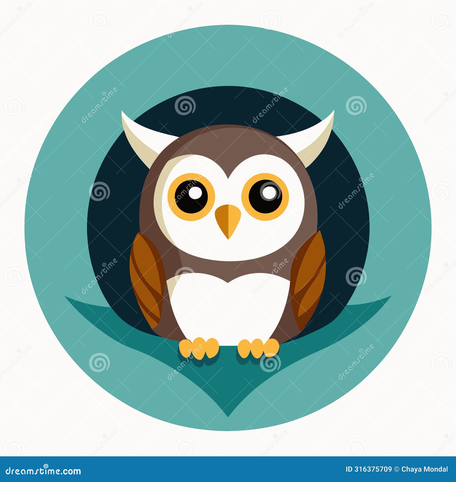 A Round Blue Circle with a Owl on it Vector Illustration Stock Vector ...