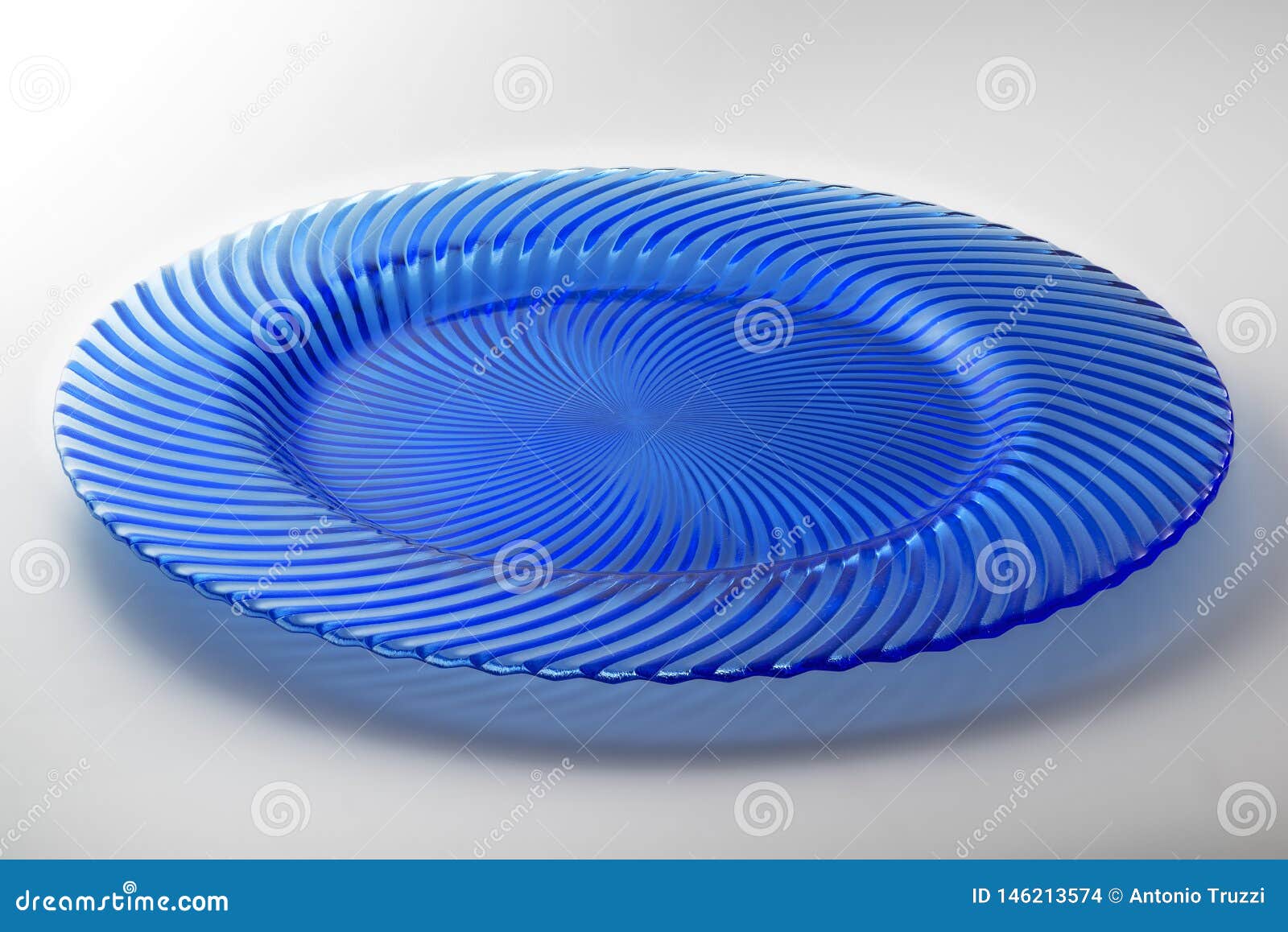 Round Blue Flat Plate in Transparent Crystal Stock Photo - Image of ...