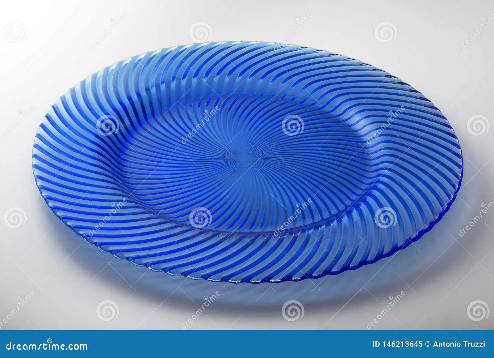 Round Blue Flat Plate in Transparent Crystal Stock Image - Image of ...