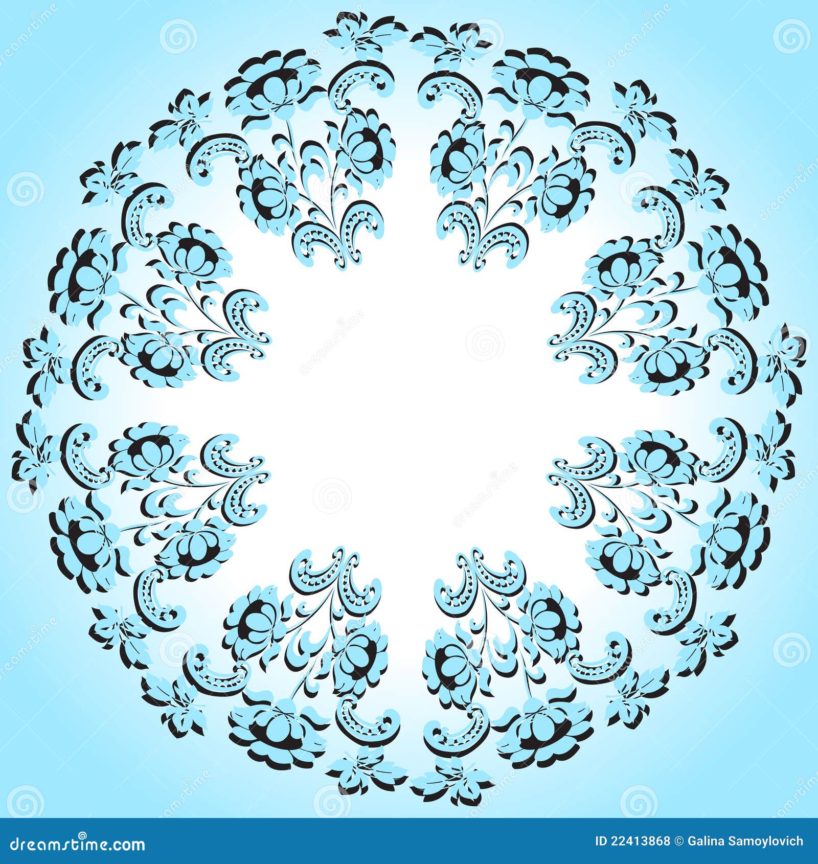 Round blue floral frame stock vector. Illustration of decor - 22413868