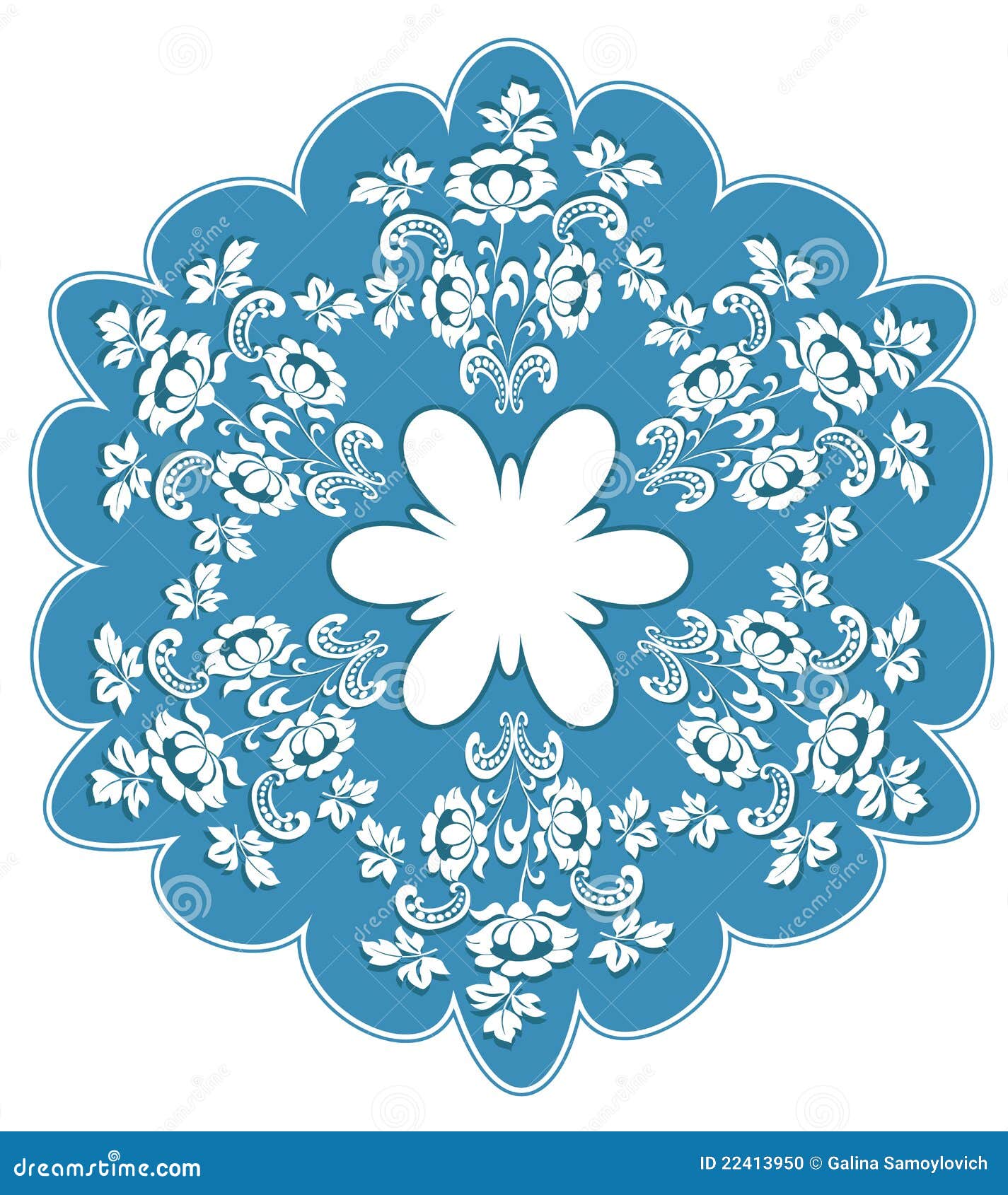 Round blue floral frame stock vector. Illustration of painting - 22413950
