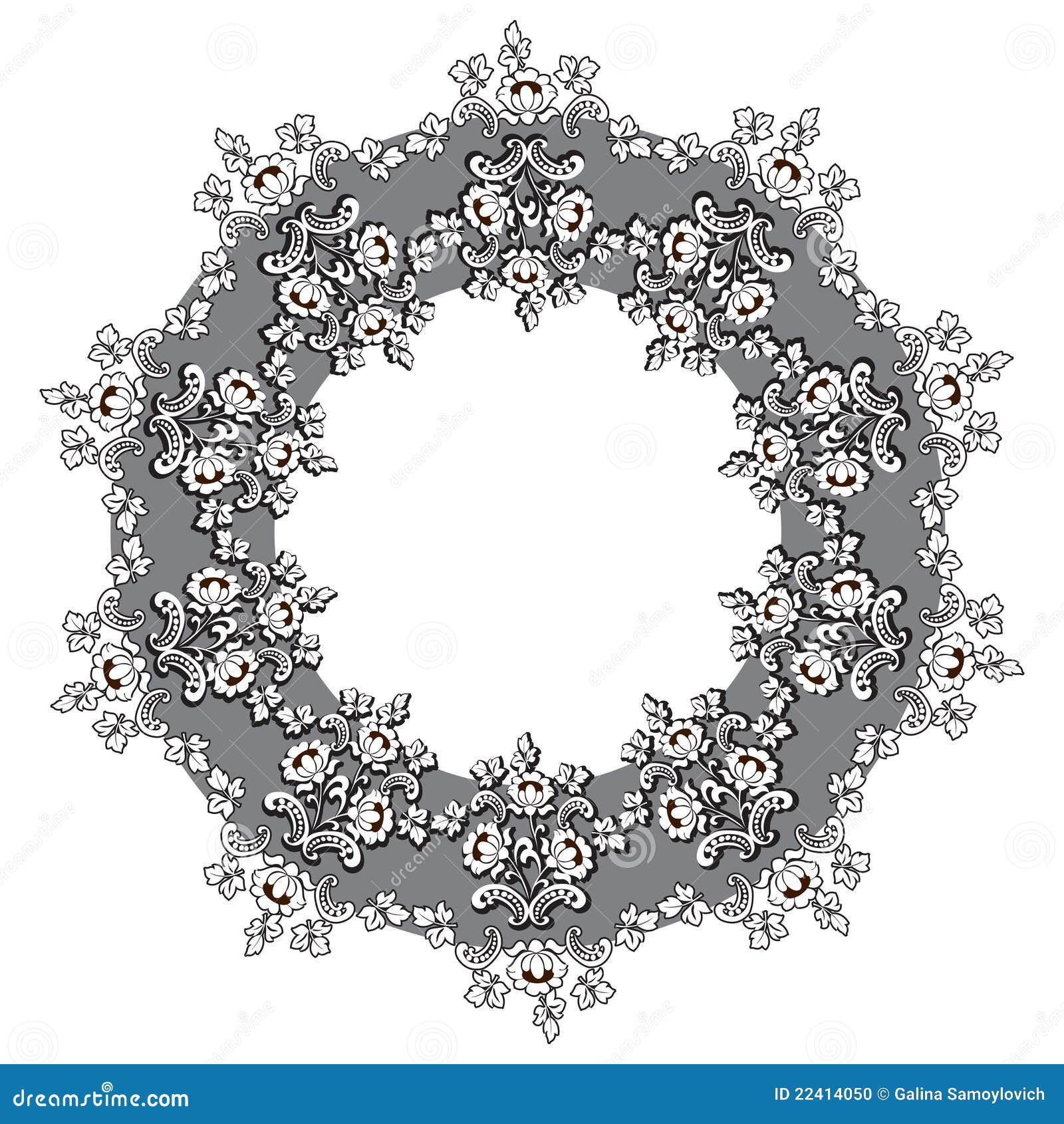 Round blue floral frame stock vector. Illustration of decoration - 22414050