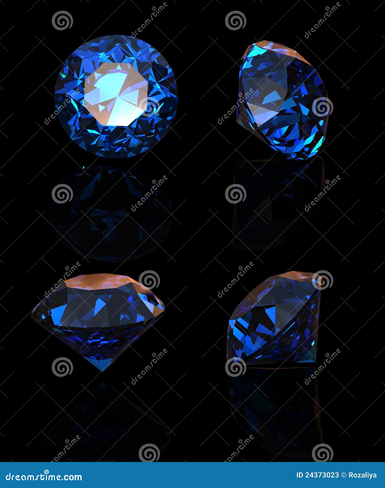 Round Blue Gemstone Isolated on Black Background. Benitoit. Sap Stock ...