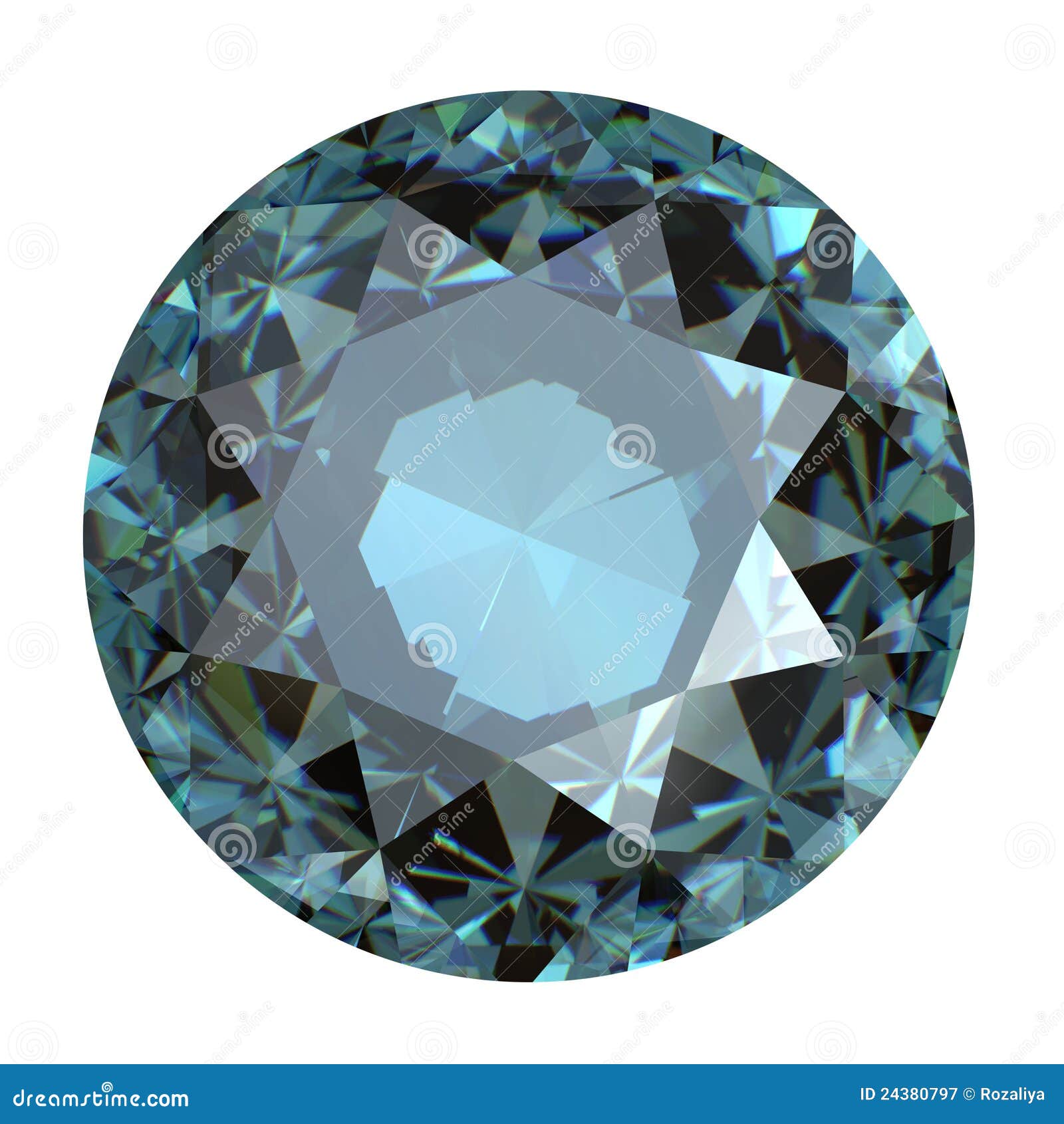 Round Blue Gemstone on White Background. Grandidierite. Sky Blue Stock ...