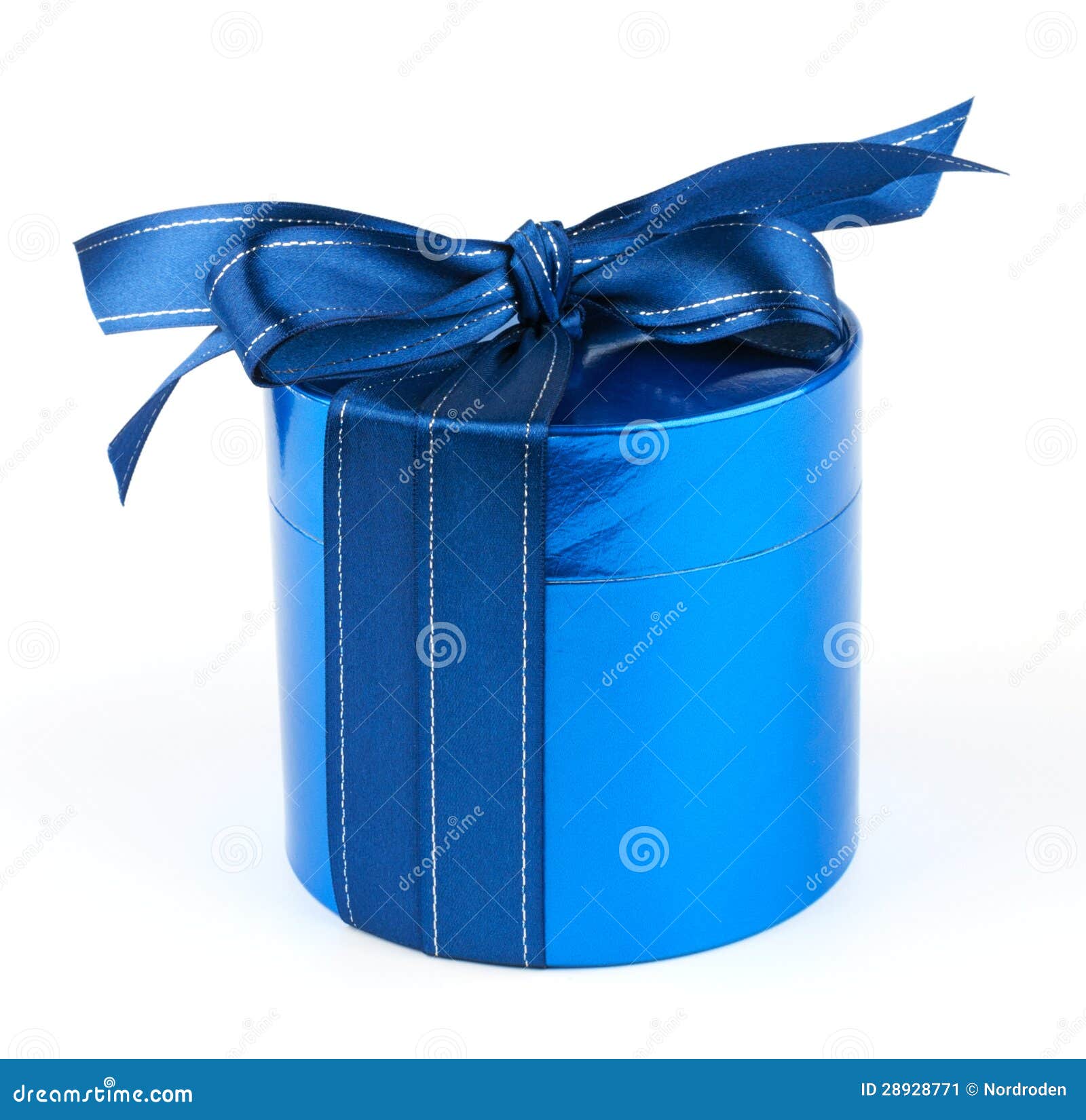 Round blue gift box stock image. Image of beautiful, ribbon - 28928771