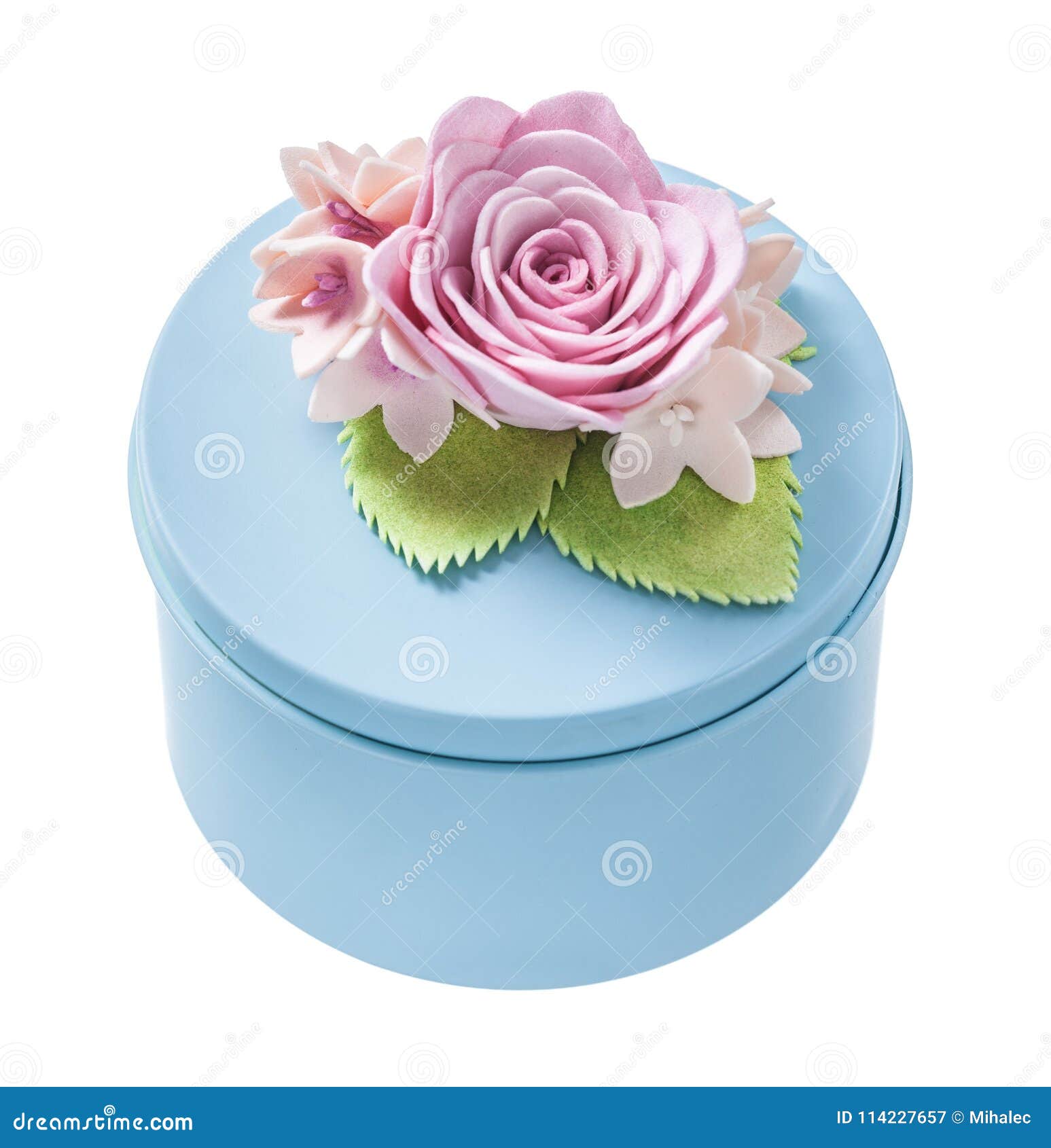 Round Blue Gift Box Isolated on White Stock Image - Image of event ...