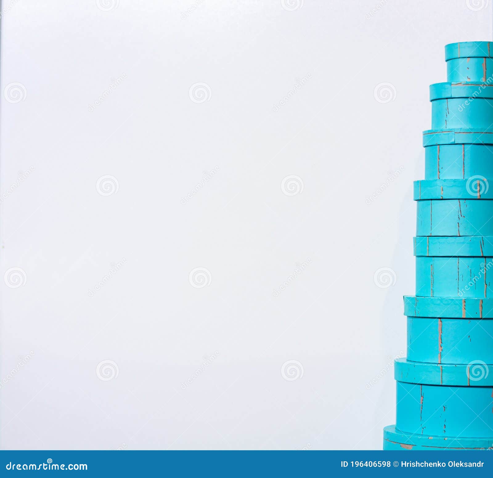 Round Blue Gift Boxes on White Background Stock Photo - Image of blue ...