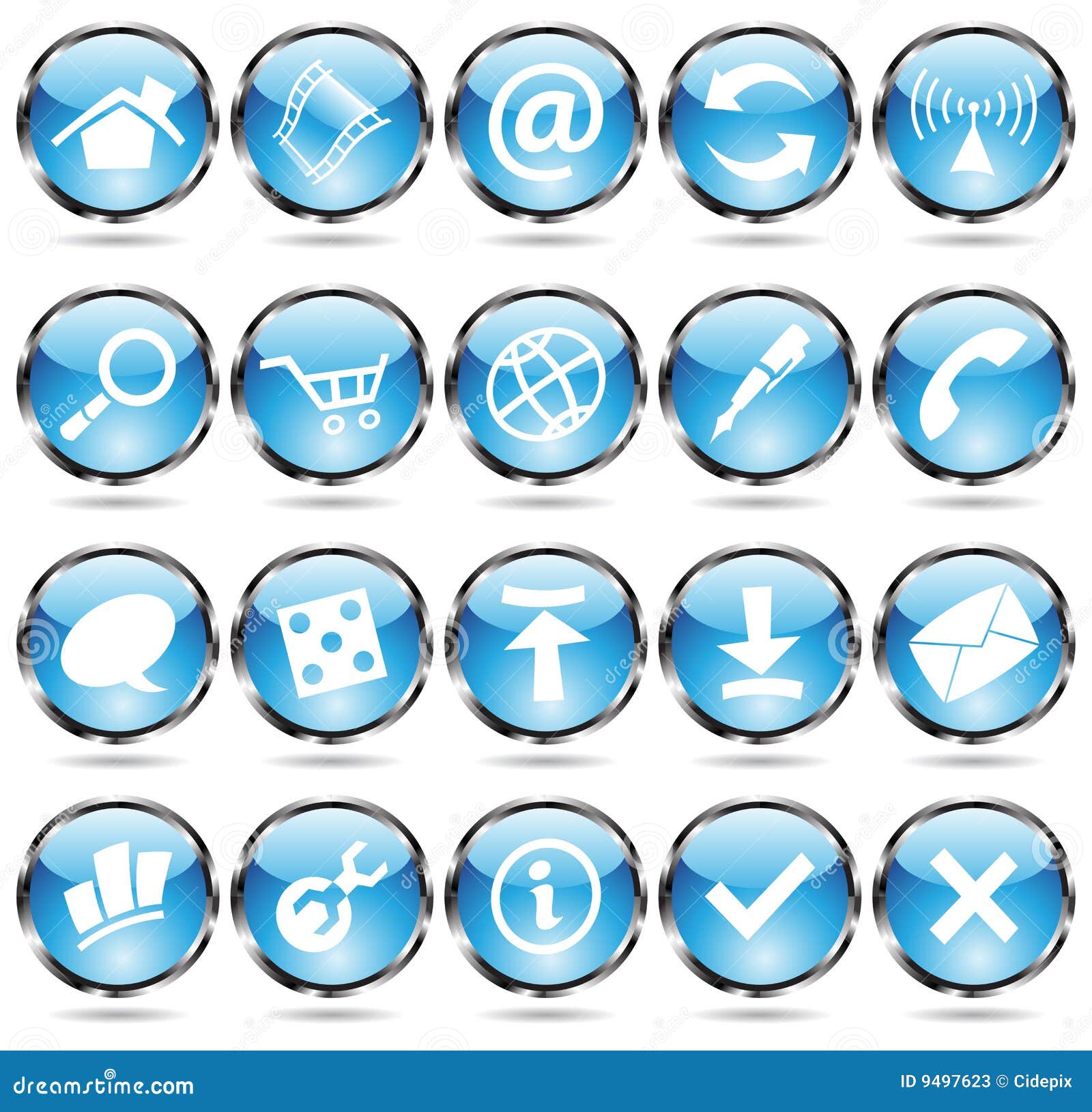 Round blue icons stock vector. Illustration of error, gallery - 9497623
