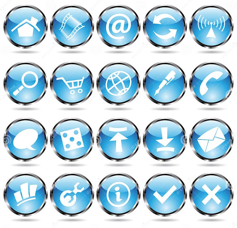 Round blue icons stock vector. Illustration of error, gallery - 9497623