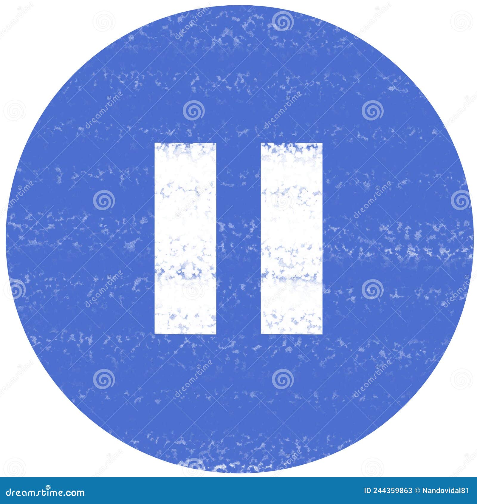 Round blue pause button stock illustration. Illustration of push ...