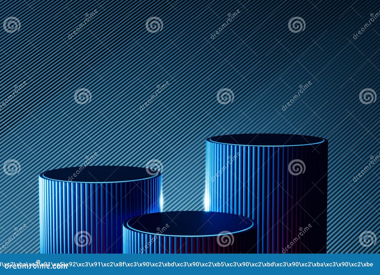 Round Blue Podiums To Place Products or Text on a Blue Background. Copy ...