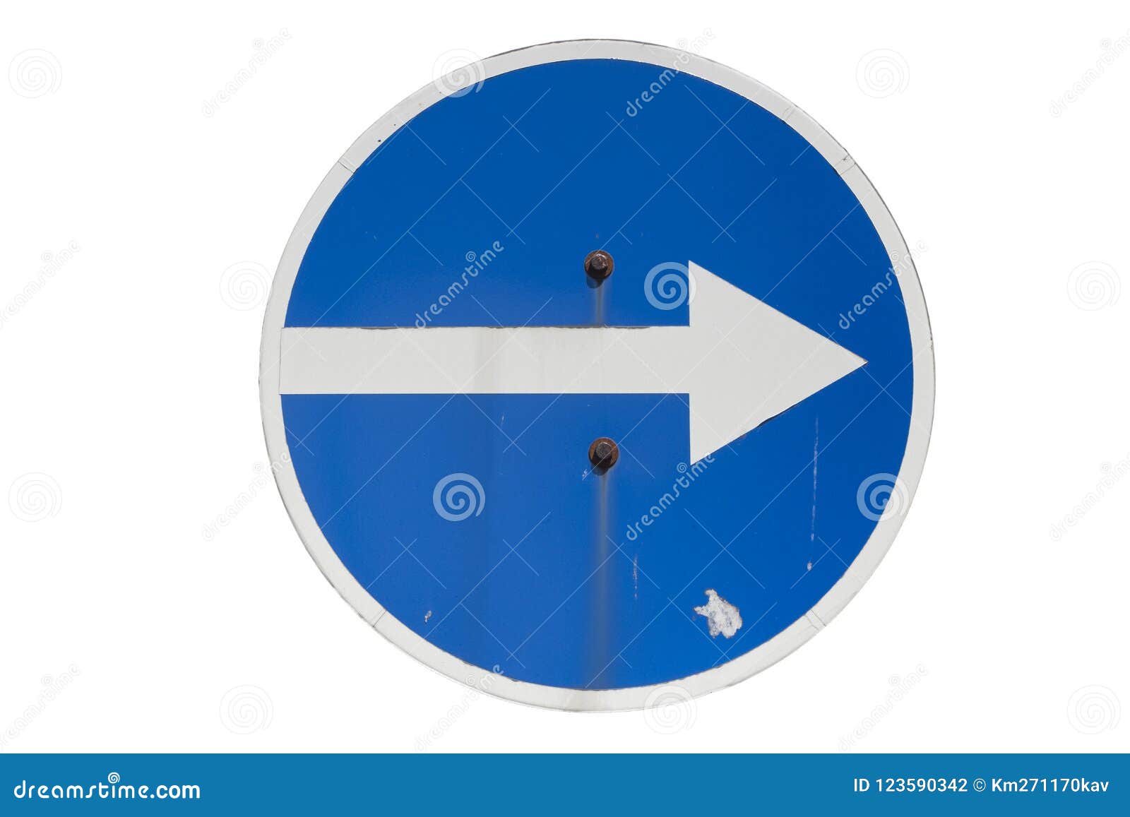 Round Blue Road Sign `Turn Right` Isolated on White Stock Vector ...