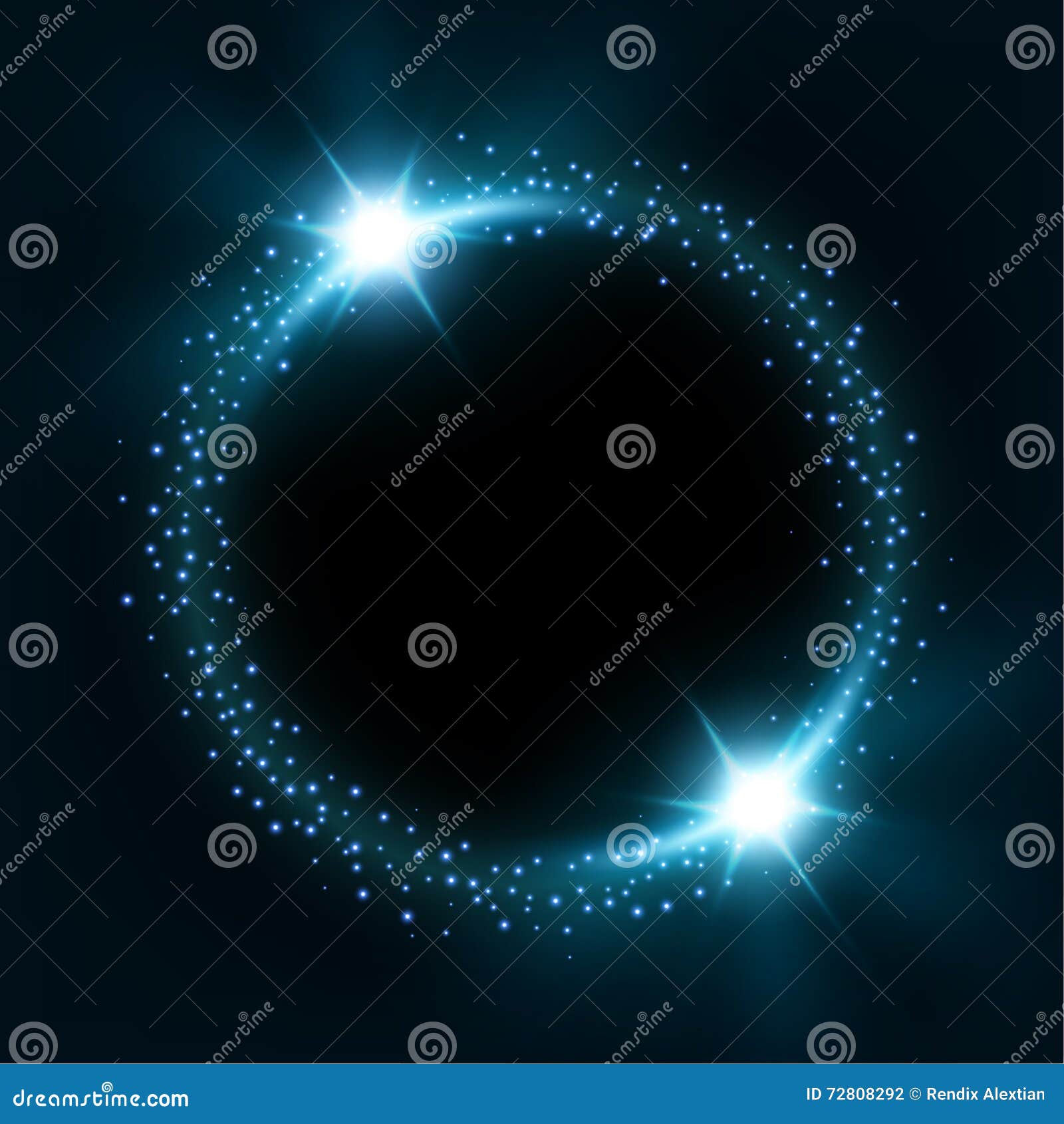 Round Blue Shiny Frame with Light Bursts Stock Vector - Illustration of ...