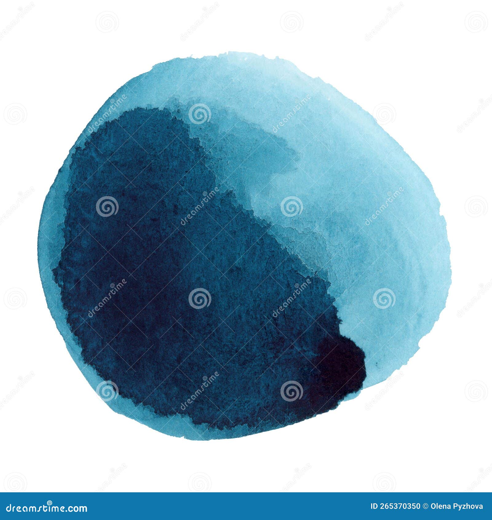 Round Blue Watercolor Frame, Circle Shape Form Isolated on White ...