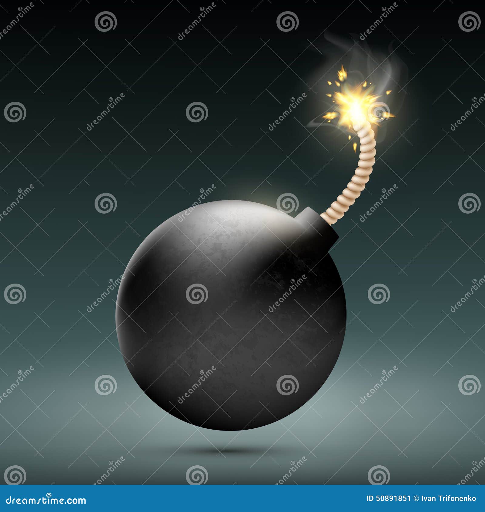 Round Bomb with a Burning Wick Stock Vector - Illustration of danger ...