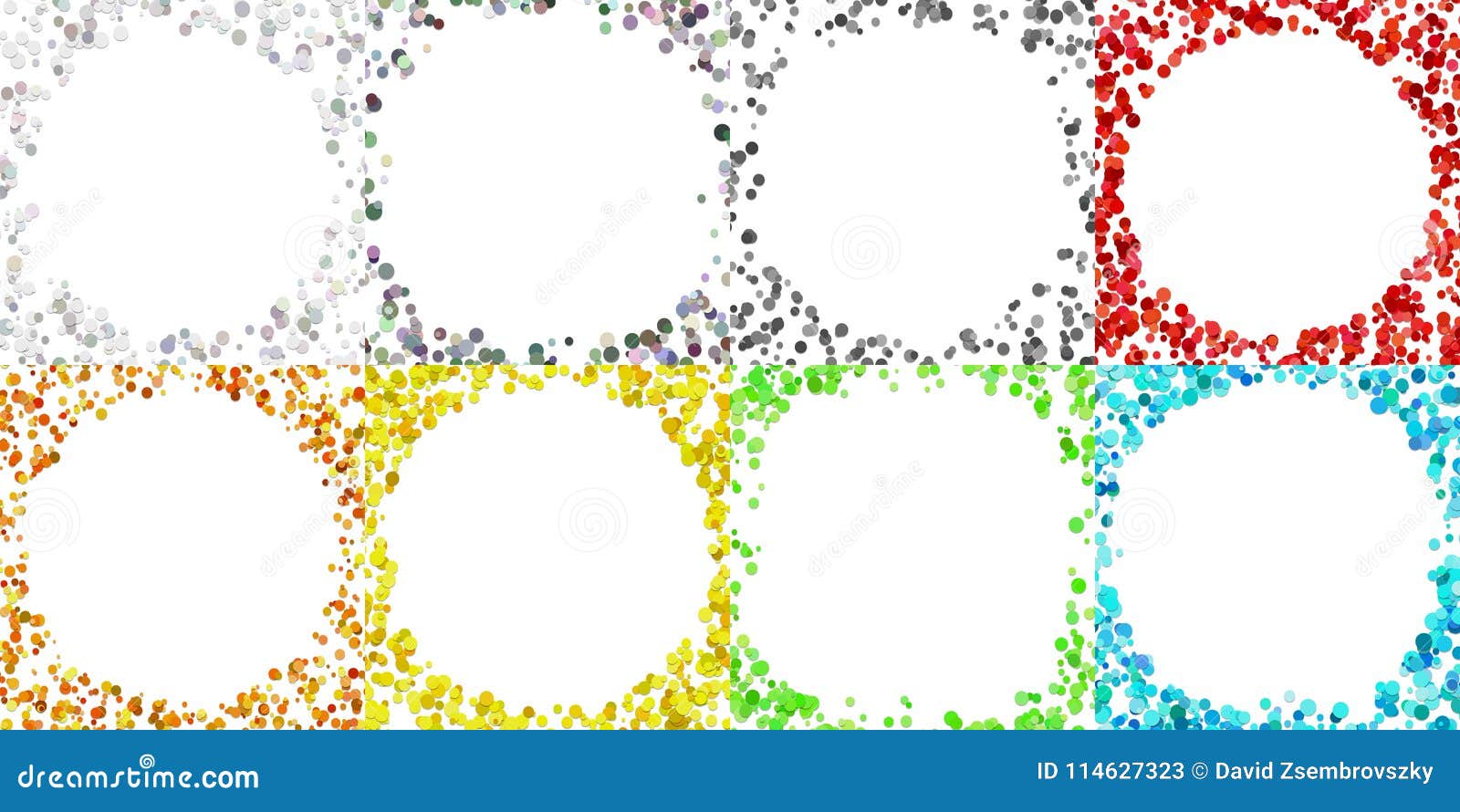 Round Border Background Design Set with Dots Stock Vector ...