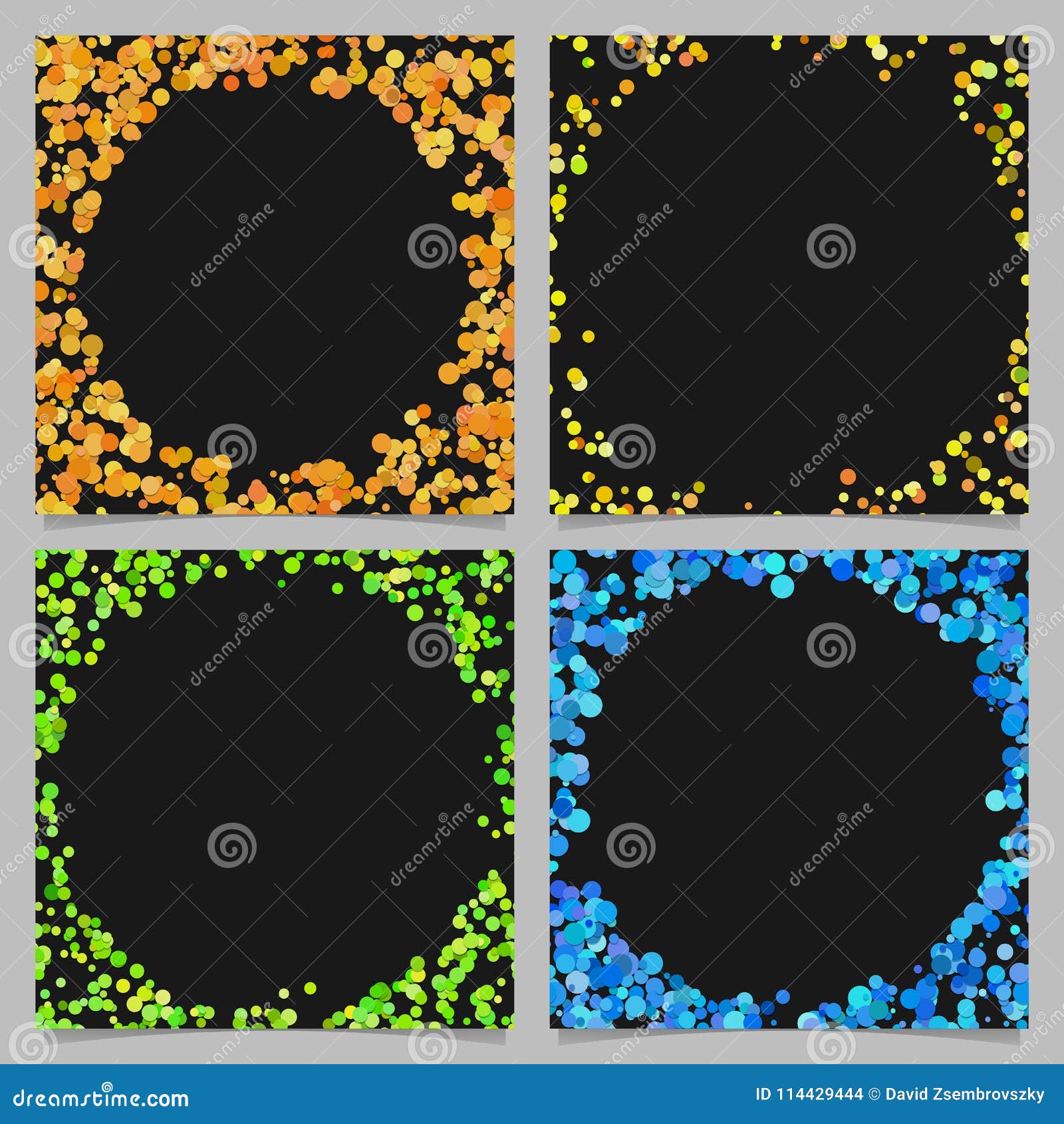 Round Border Background Design Set with Dots Stock Vector ...