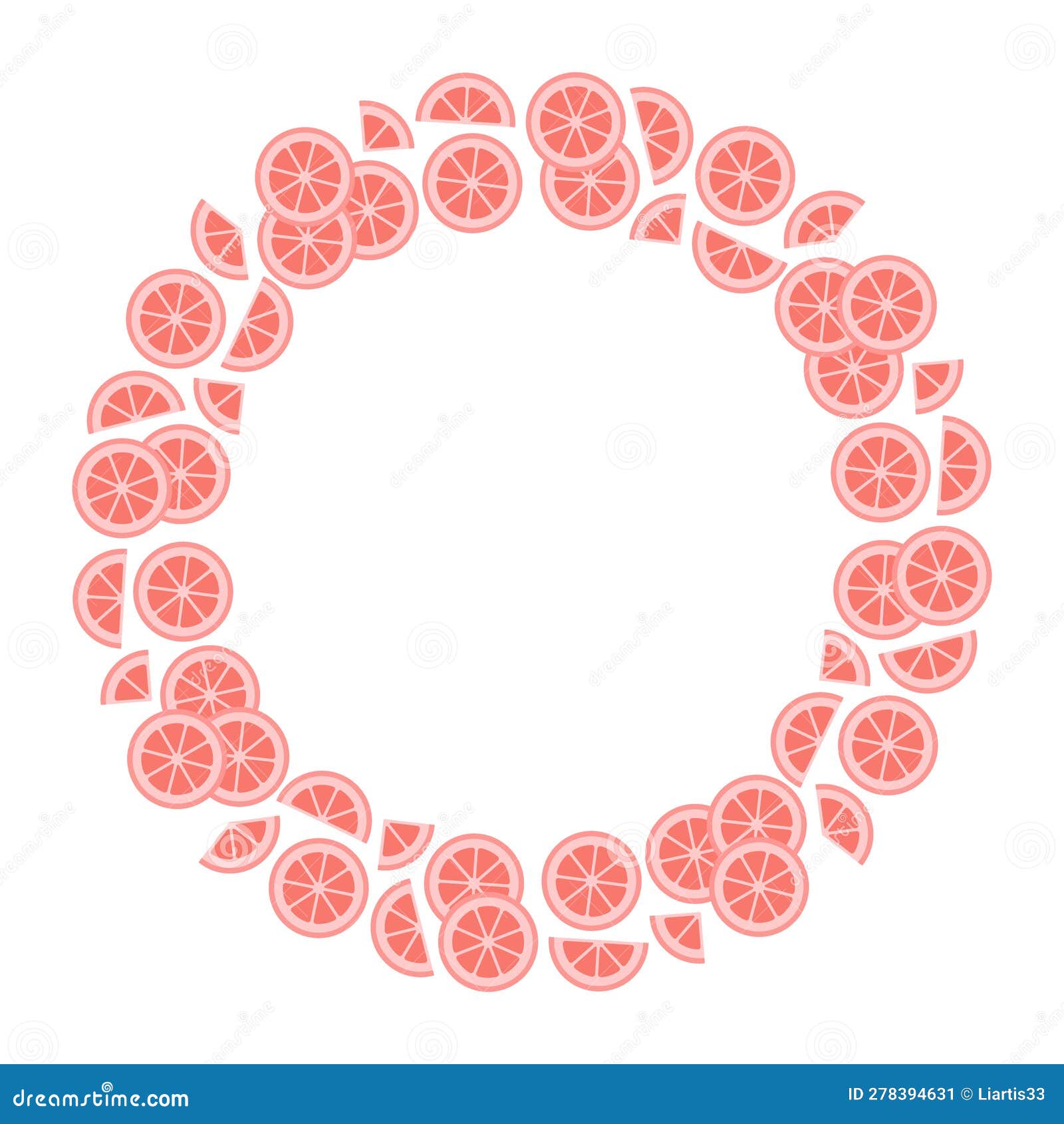 Round Border Frame with Grapefruit Slices. Stock Vector - Illustration ...