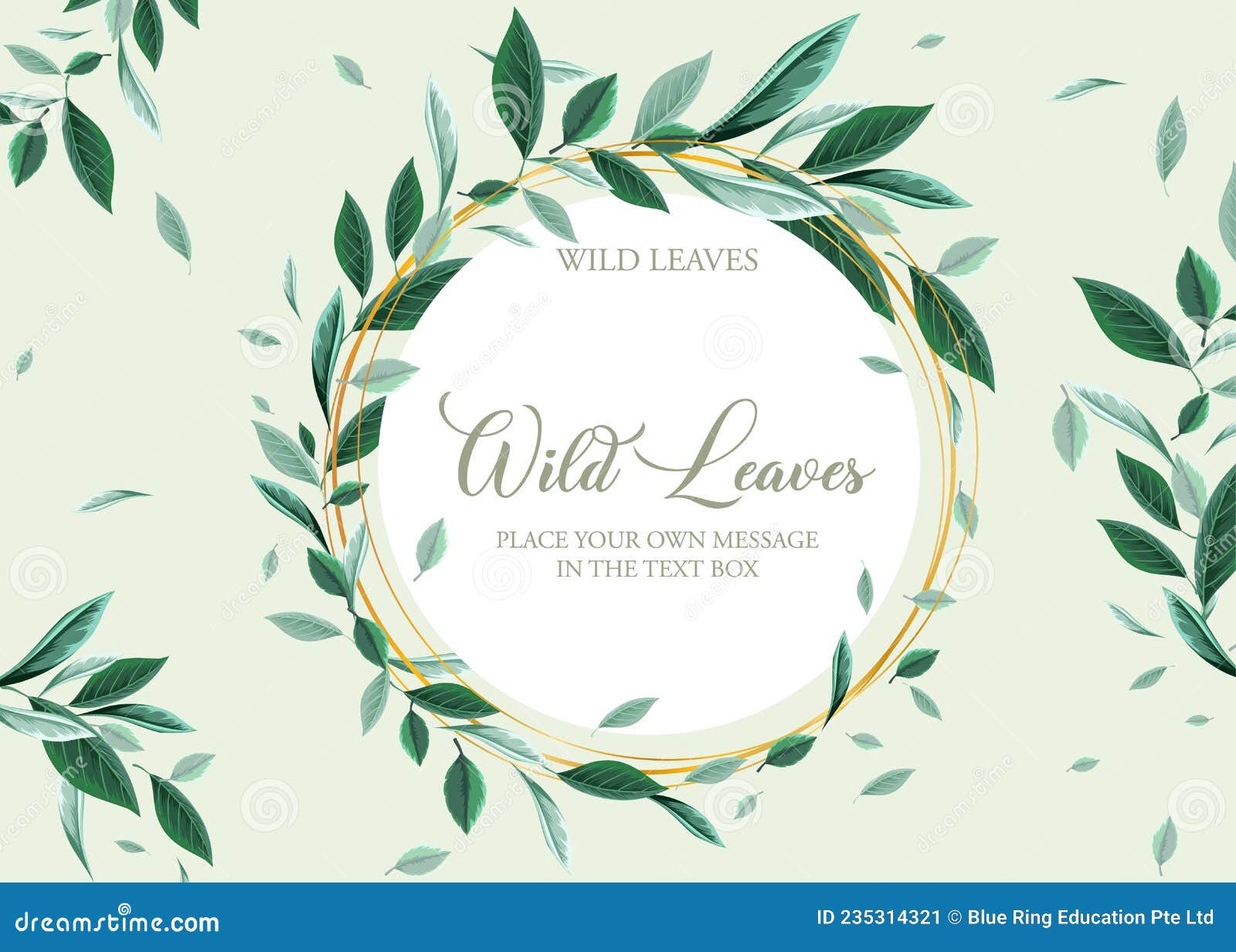 Round Border Frame Template with Green Foliage Stock Vector ...