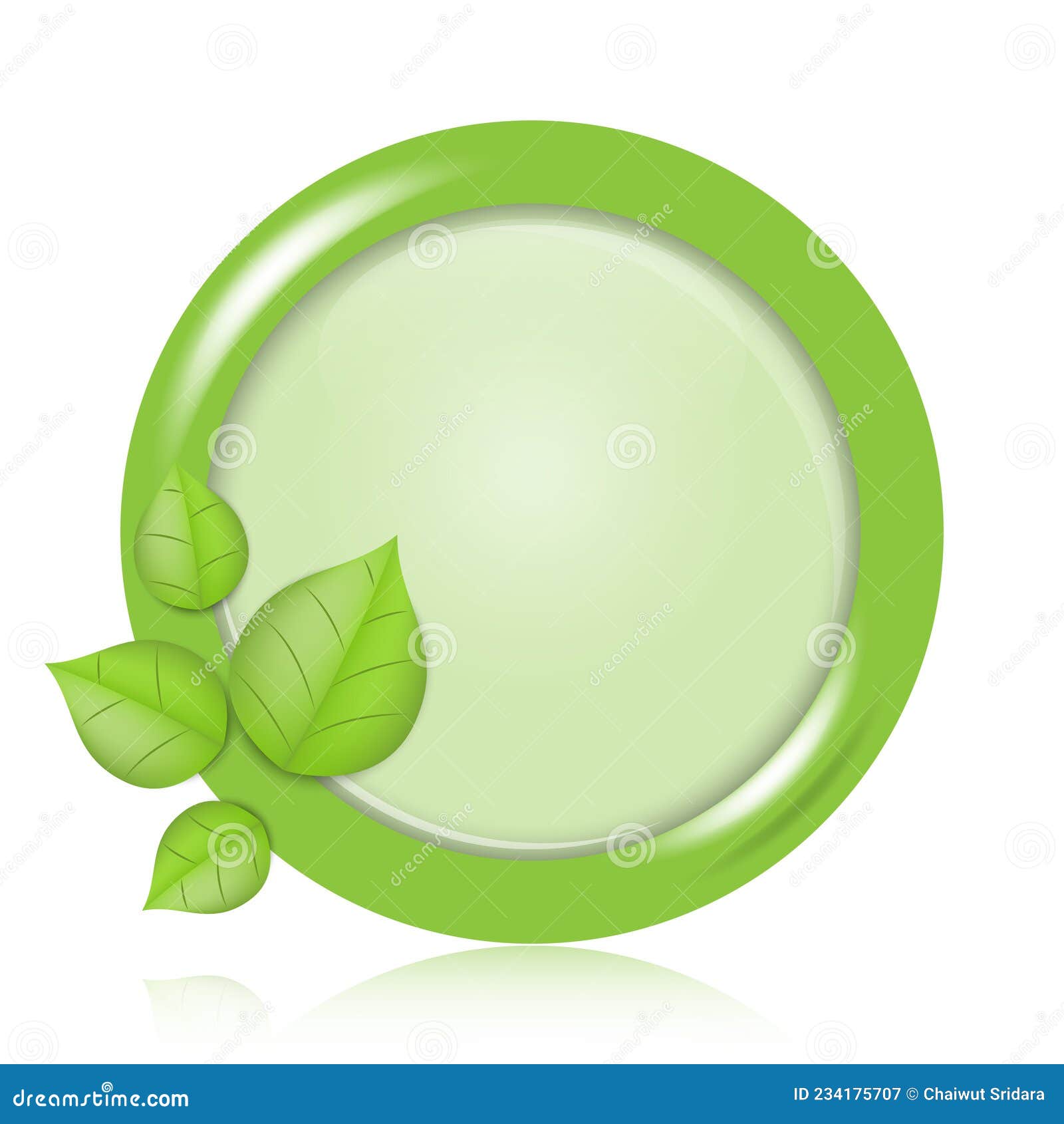 Round Border with Green Leaves on a White Background, Vector Stock ...