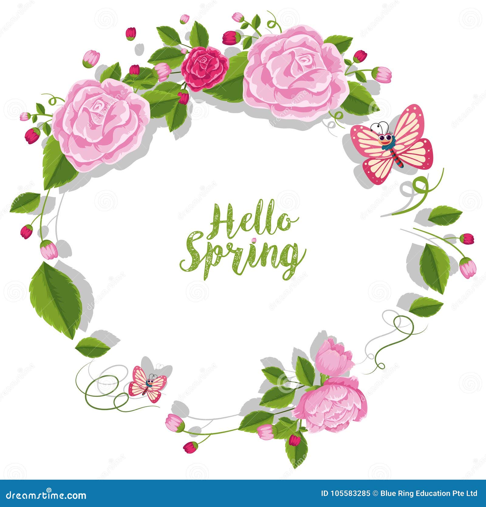 Round Border with Pink Roses Stock Vector - Illustration of spring ...