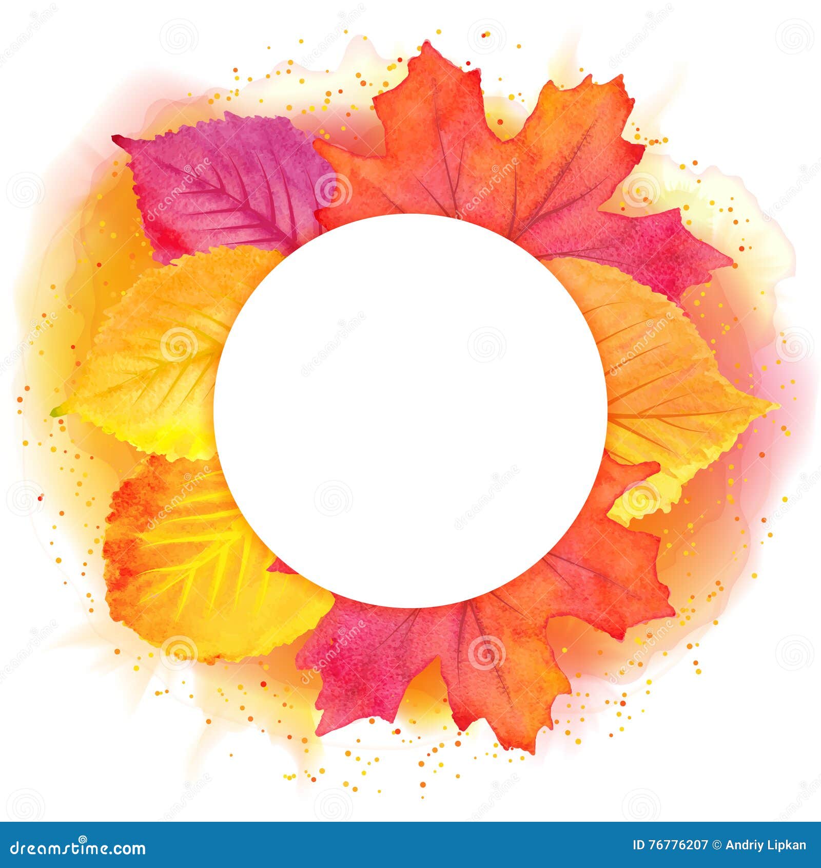 Round Border of Various Autumn Leaves on White. Vector. Stock Vector ...