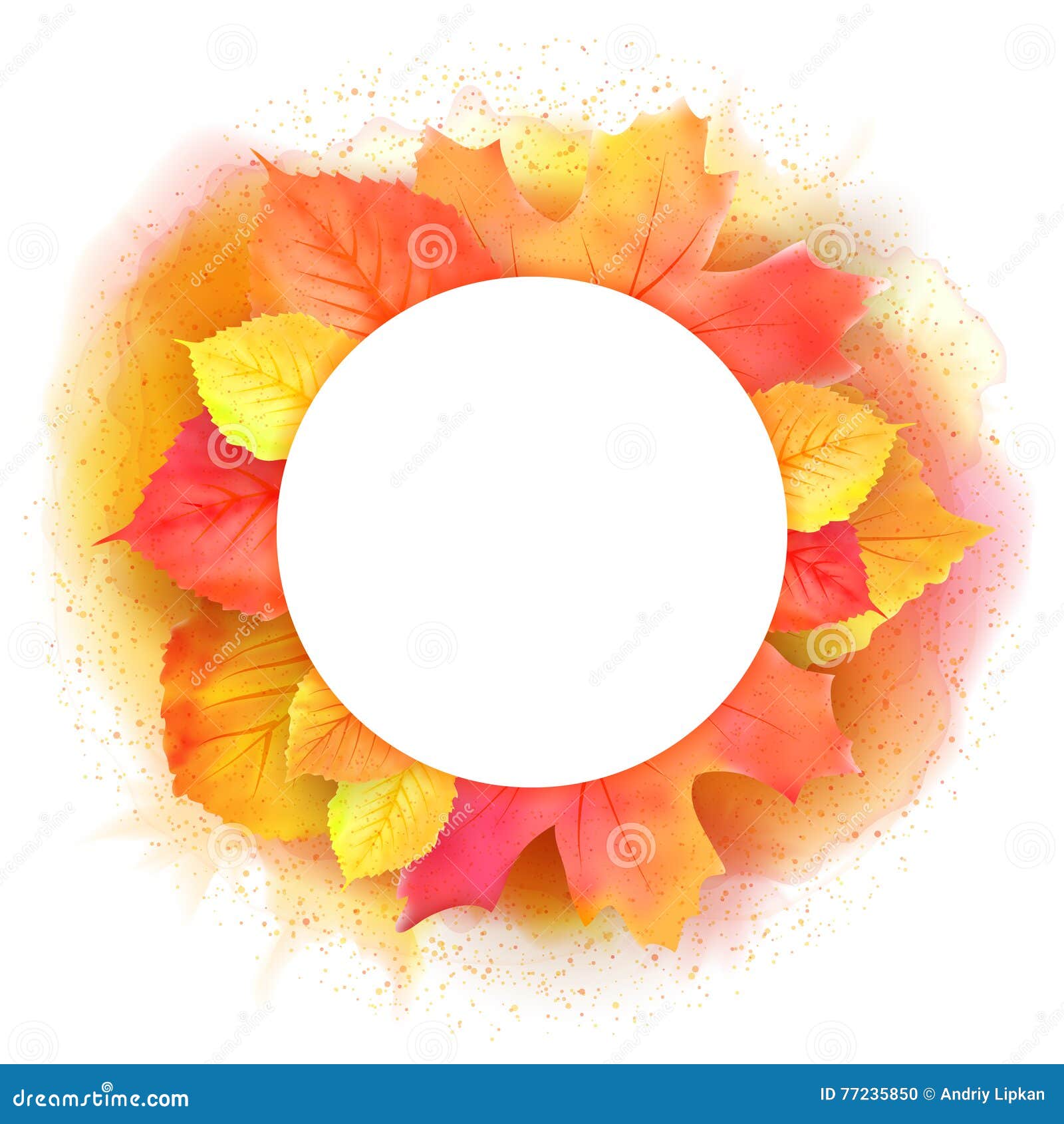 Round Border of Various Autumn Leaves on White. Vector. Stock ...