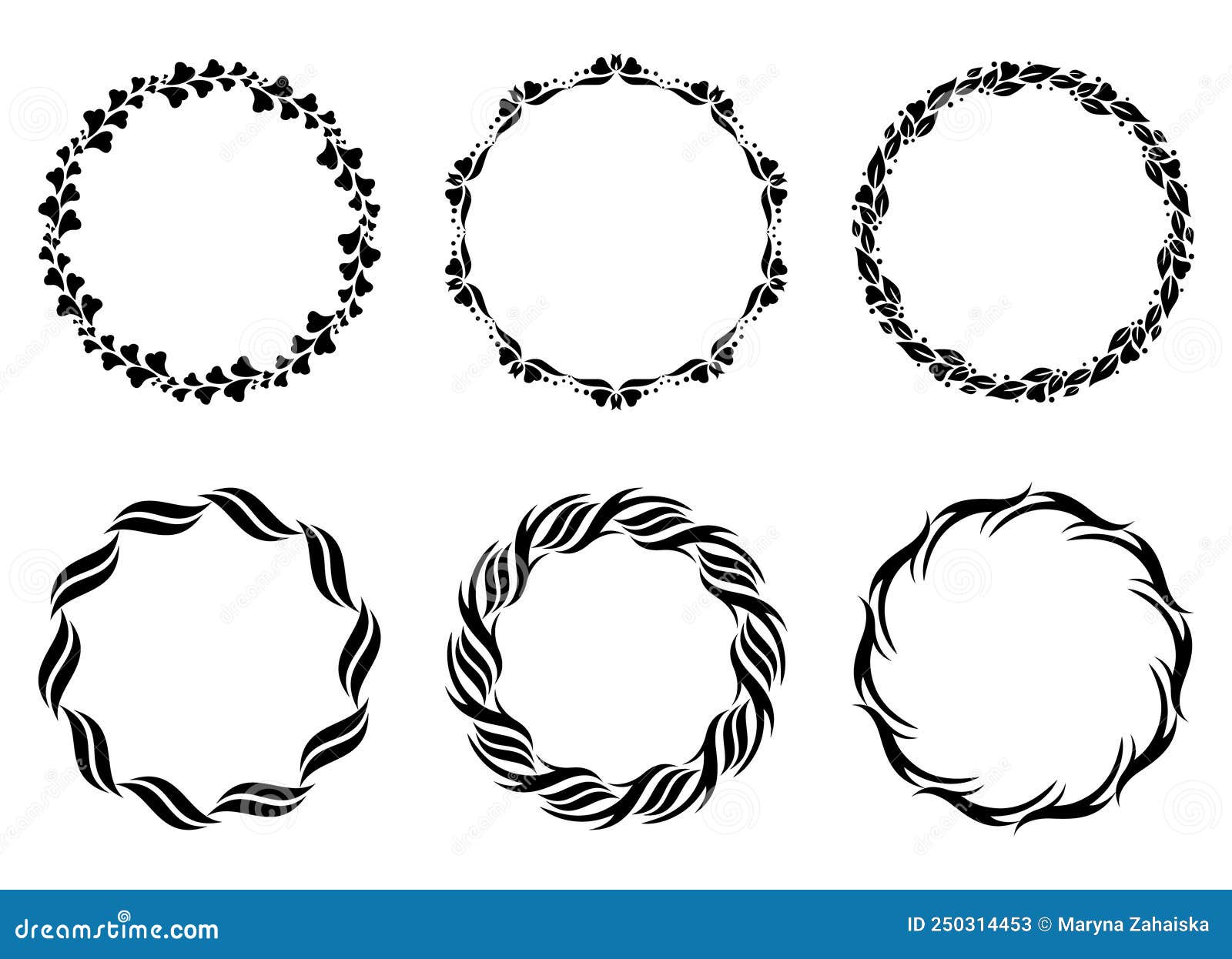 Round Borders Made of Decorative Elements. Stock Vector - Illustration ...