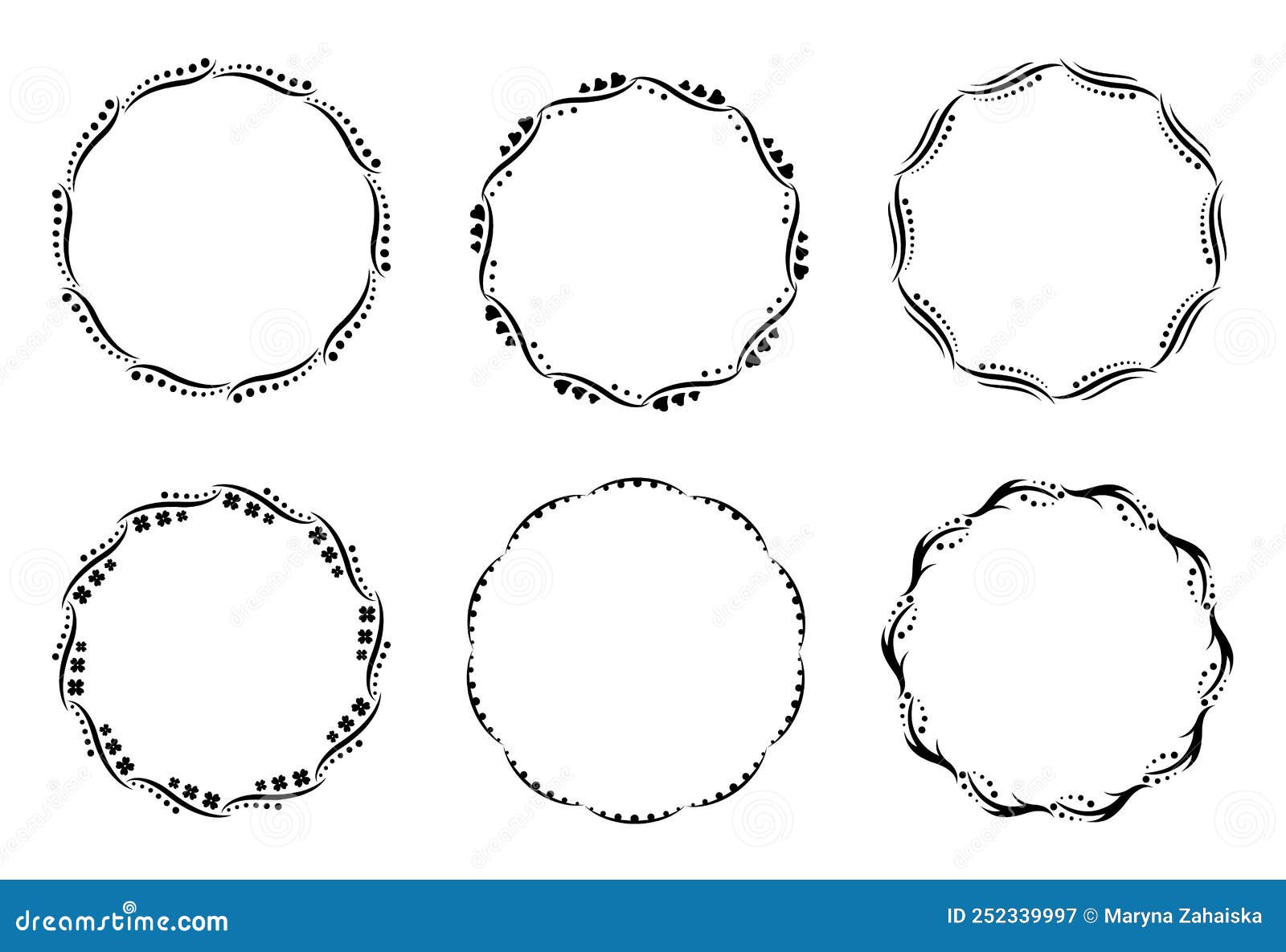Round Borders Made of Decorative Elements. Stock Vector - Illustration ...